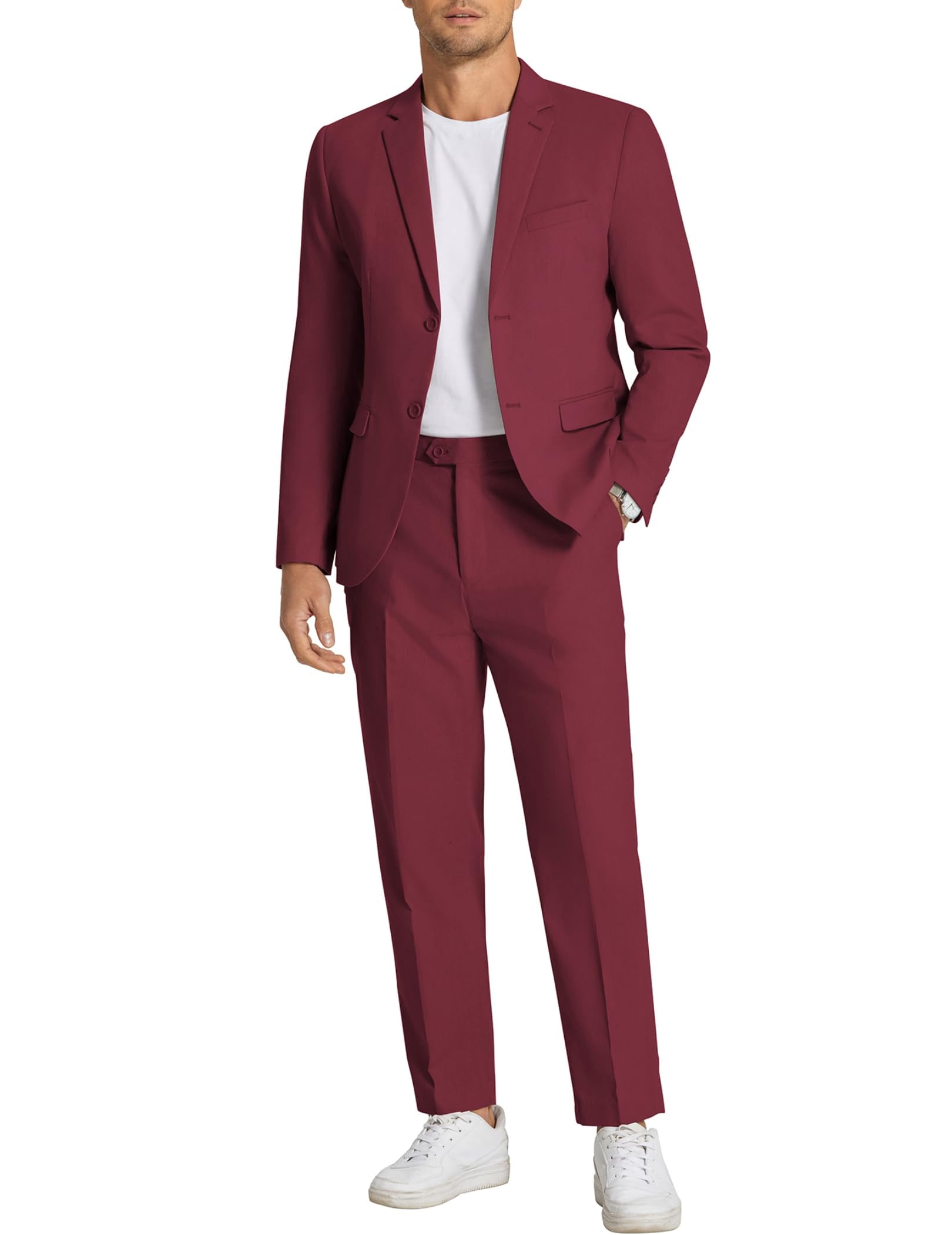 COOFANDY Men's 2 Piece Linen Suits Set Regular Fit Casual Linen ...