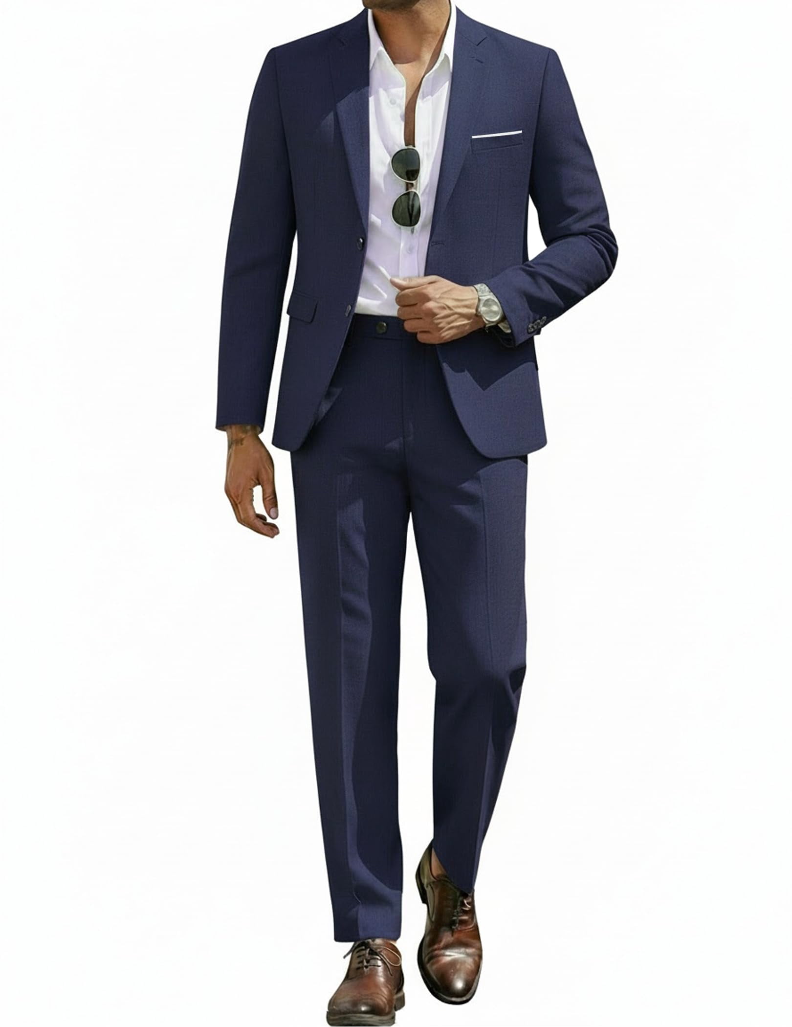 COOFANDY Men's 2 Piece Suits Classic Fit 2 Button Casual Suits Sets ...