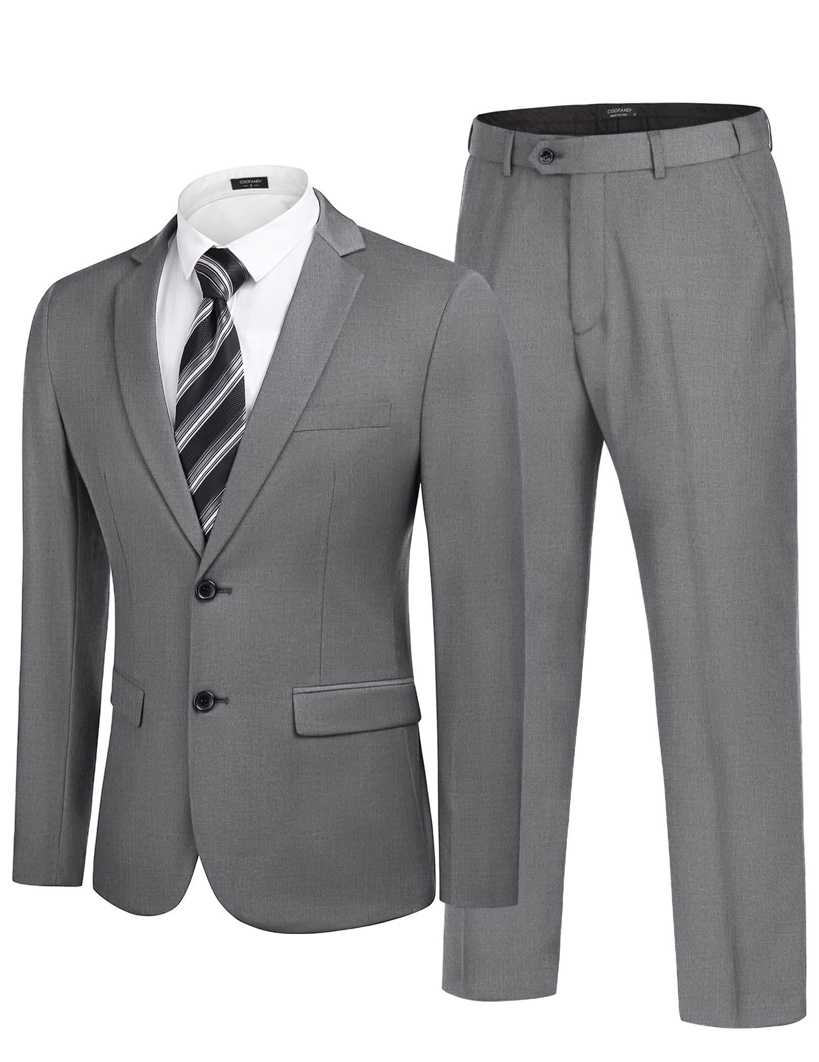 COOFANDY Men's 2 Piece Suits Classic Fit 2 Button Dress Suits Tuxedo ...