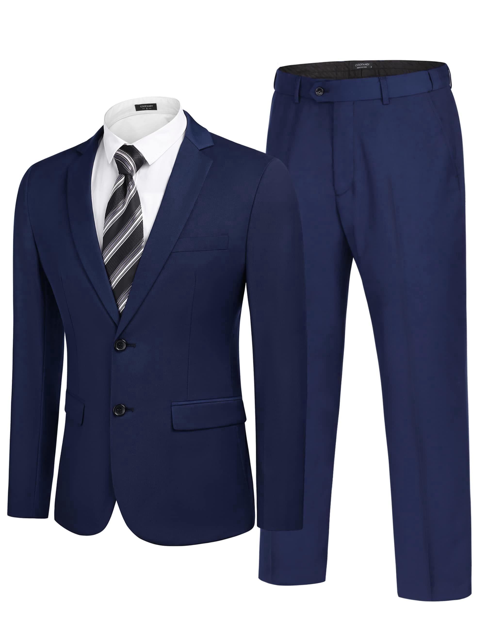 Coofandy Men's 2 Piece Suit, 2 Button Tuxedo Jacket Blazer for Wedding ...