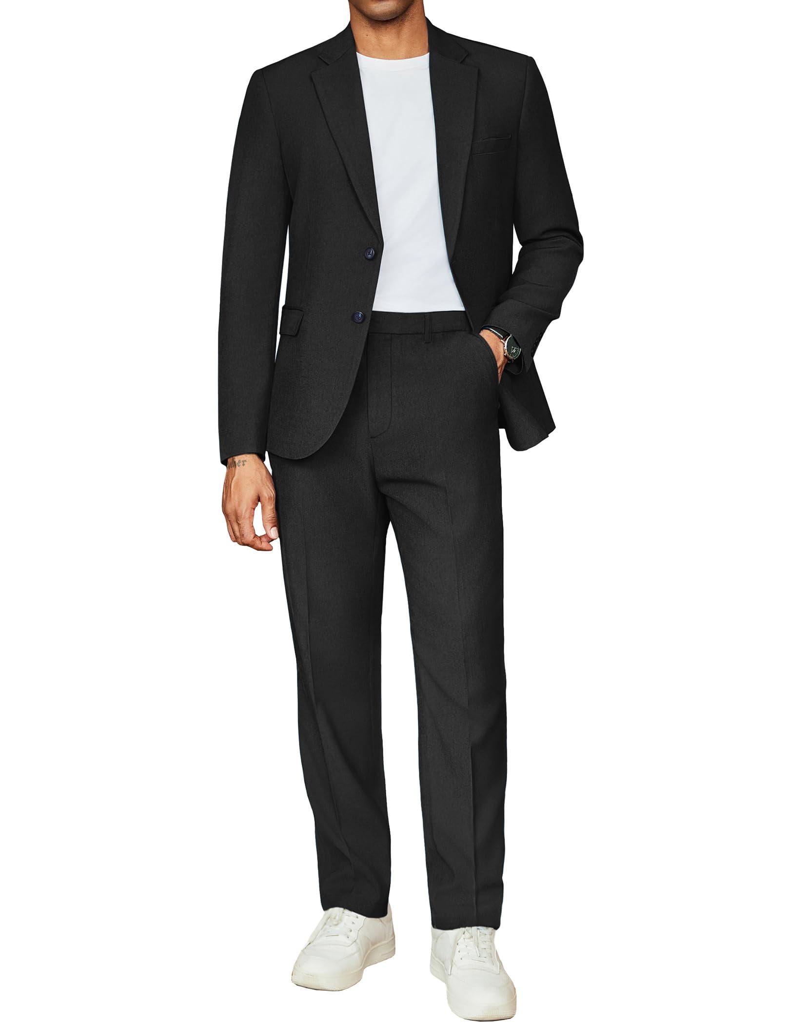 COOFANDY Men's 2 Pieces Suit Elegant Solid Two Button Tuxedos Slim Fit ...
