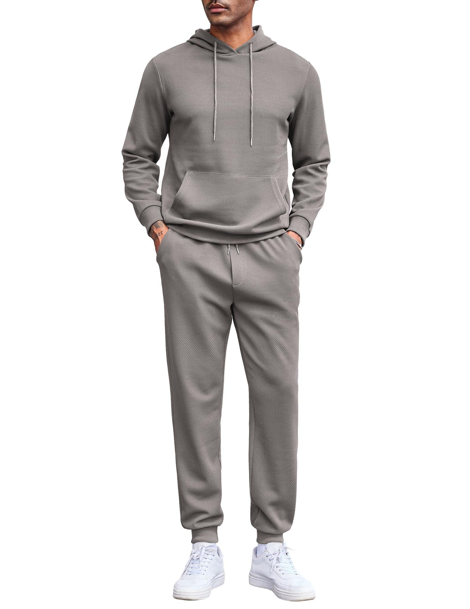 COOFANDY Men's Tracksuits 2 Pieces Waffle Hoodies Sweatsuit Sets Sports ...