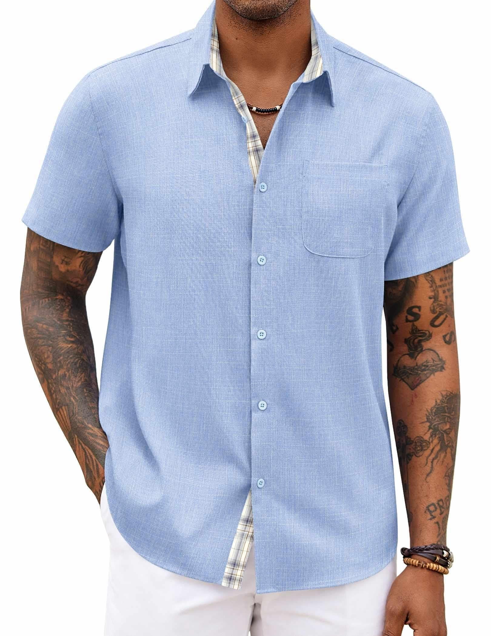 COOFANDY Men's Button Down Shirts Short Sleeve Casual Shirts Summer ...