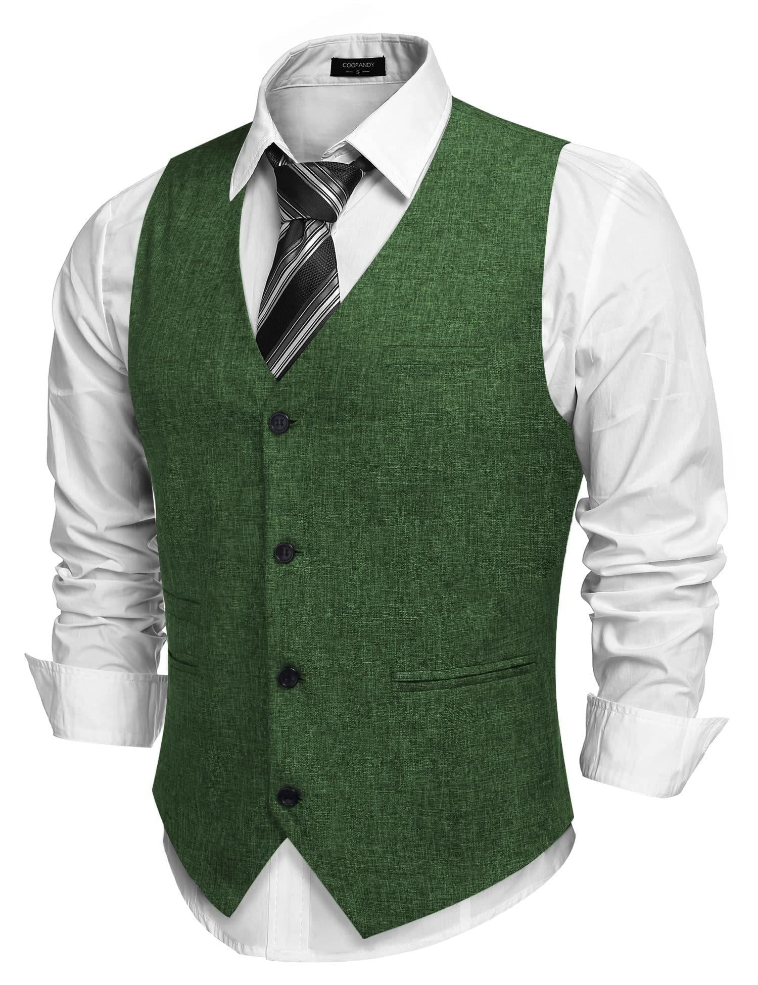 COOFANDY Men's Formal Waistcoat Regular Fit Business Dress Vest 6 ...