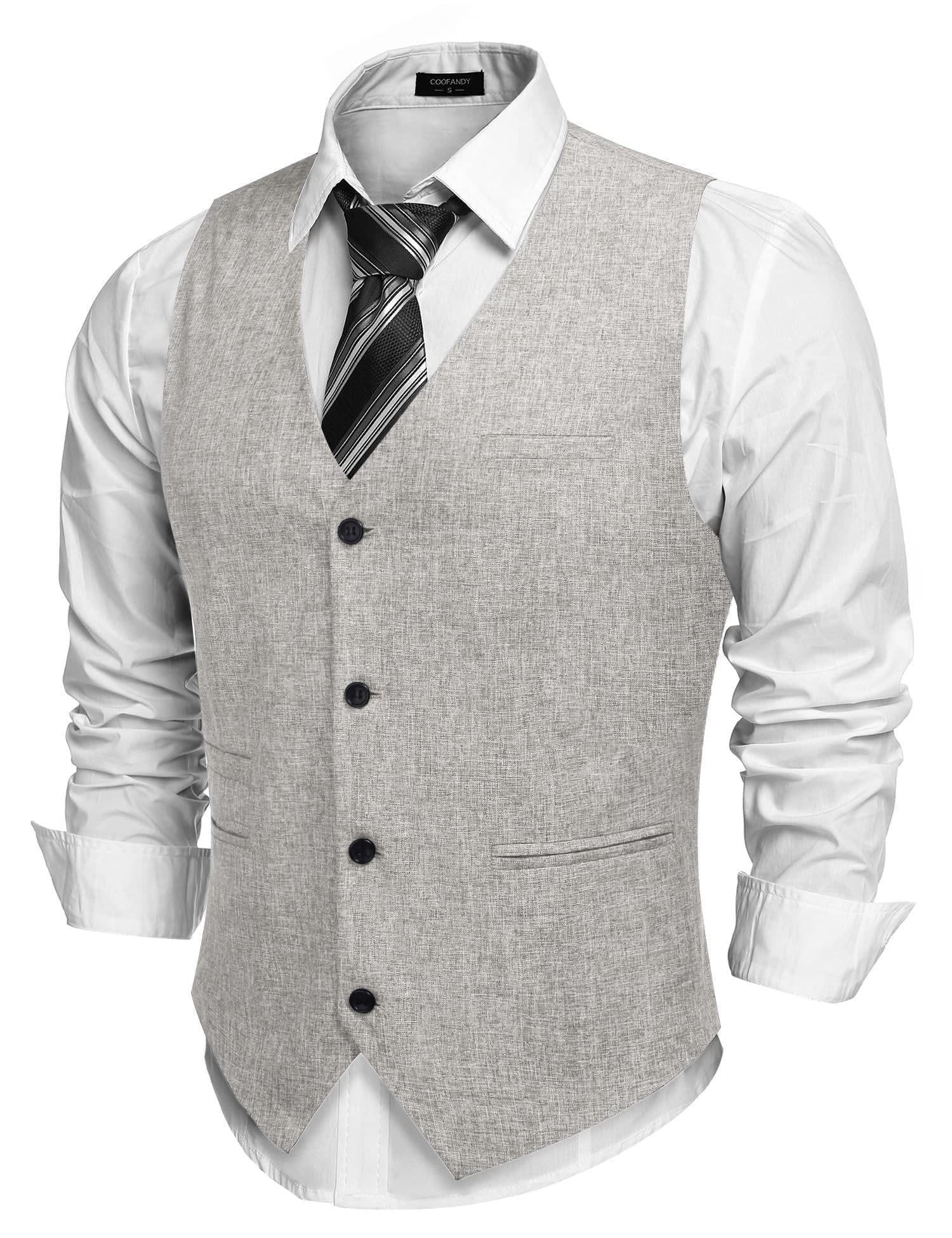 COOFANDY Men's Casual Business Vests Lightweight Waistcoat Slim Fit ...