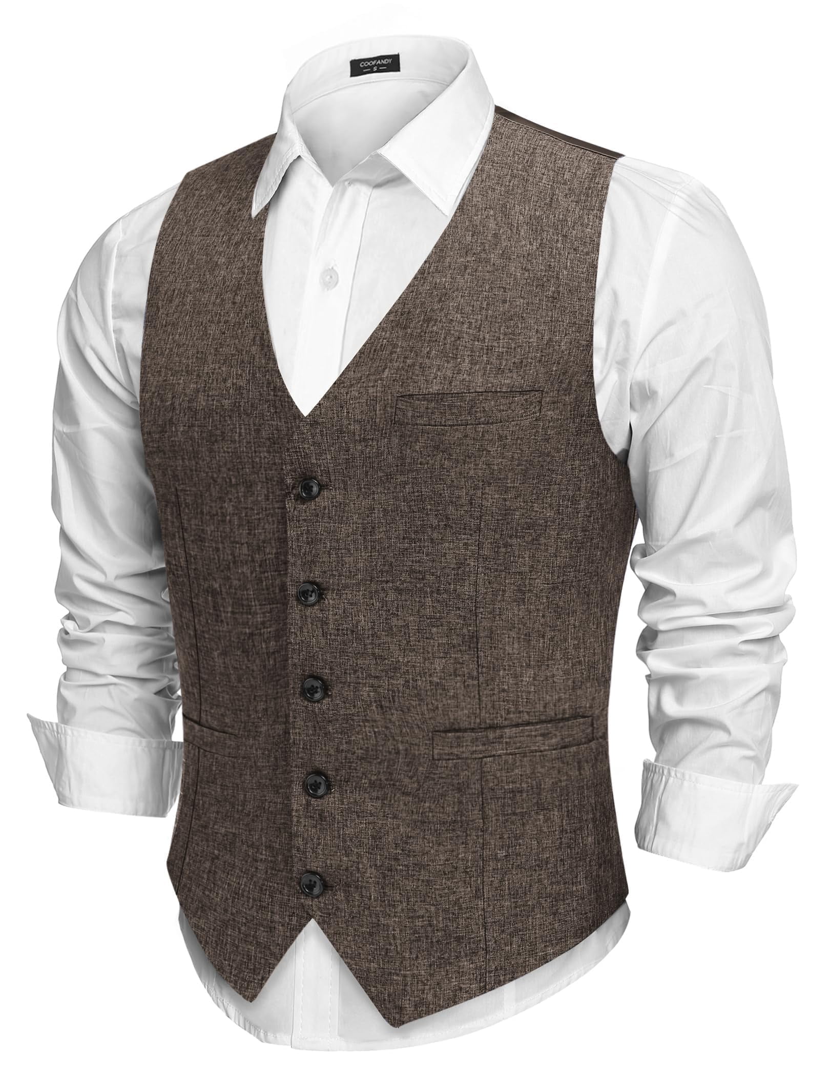 COOFANDY Men's Casual Business Vests Lightweight Waistcoat Slim Fit ...