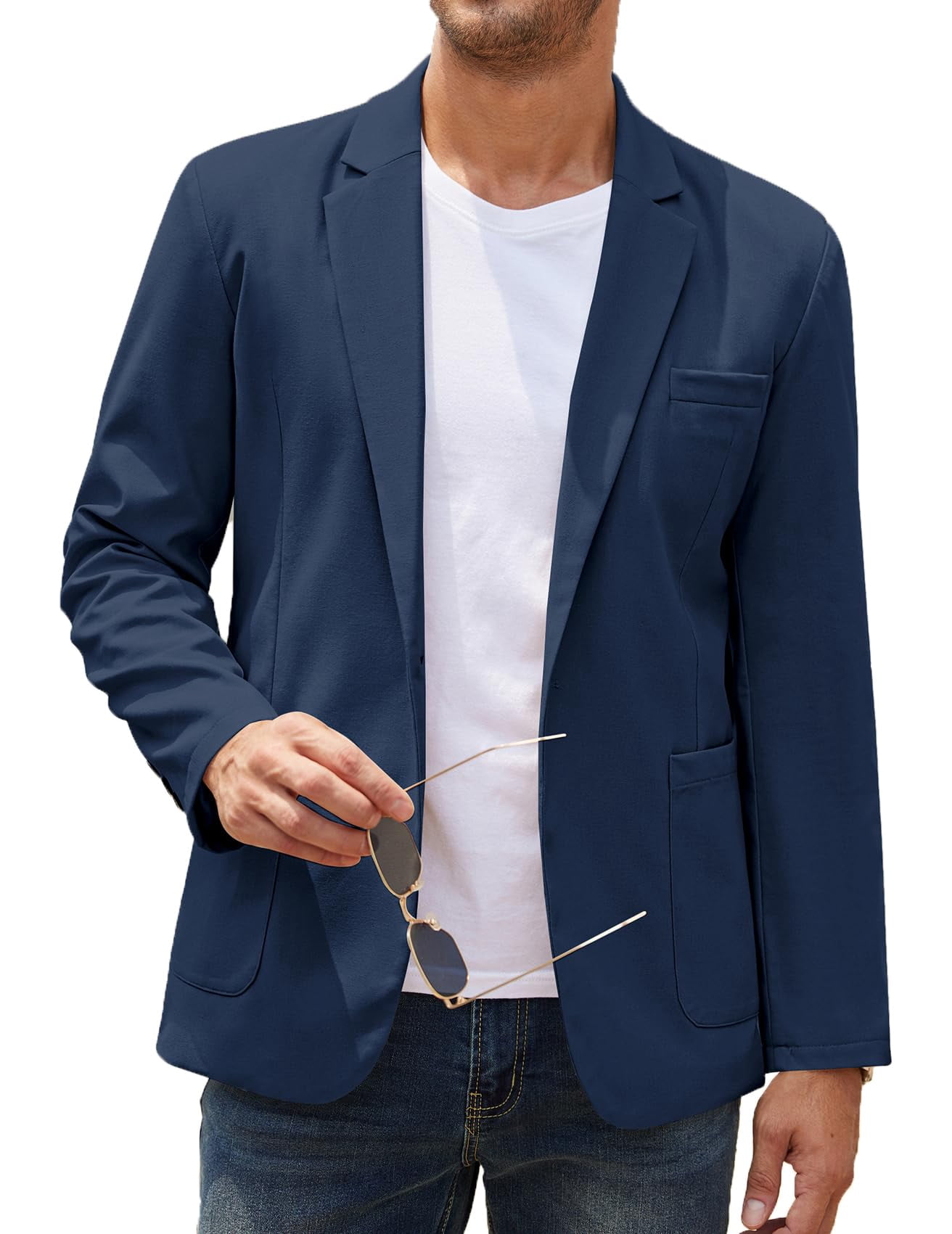 COOFANDY Men's Casual Linen Blazer Lightweight Regular Fit One Button ...