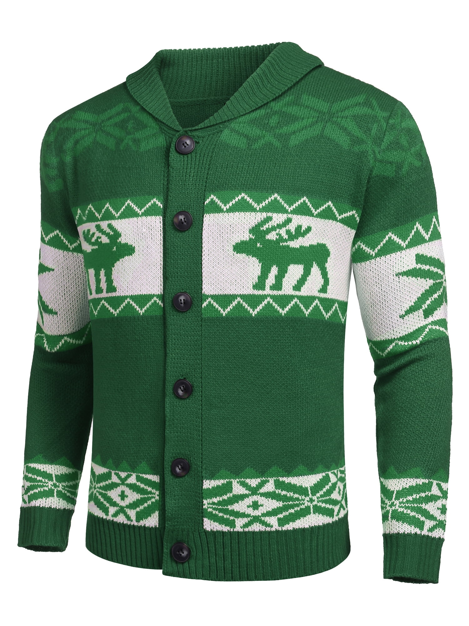 COOFANDY Men's Christmas Cardigan Long Sleeve Ugly Xmas Reindeer ...