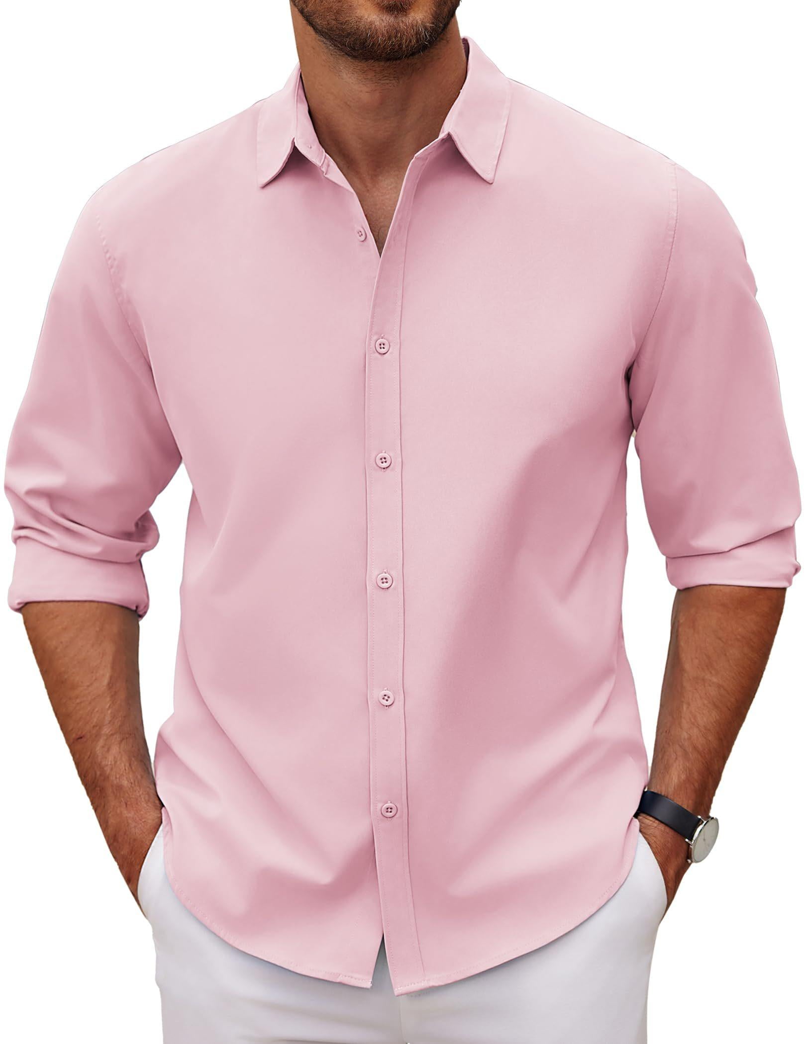 COOFANDY Men's Classic Soild Oxford Shirts Long Sleeve Untucked Shirt ...