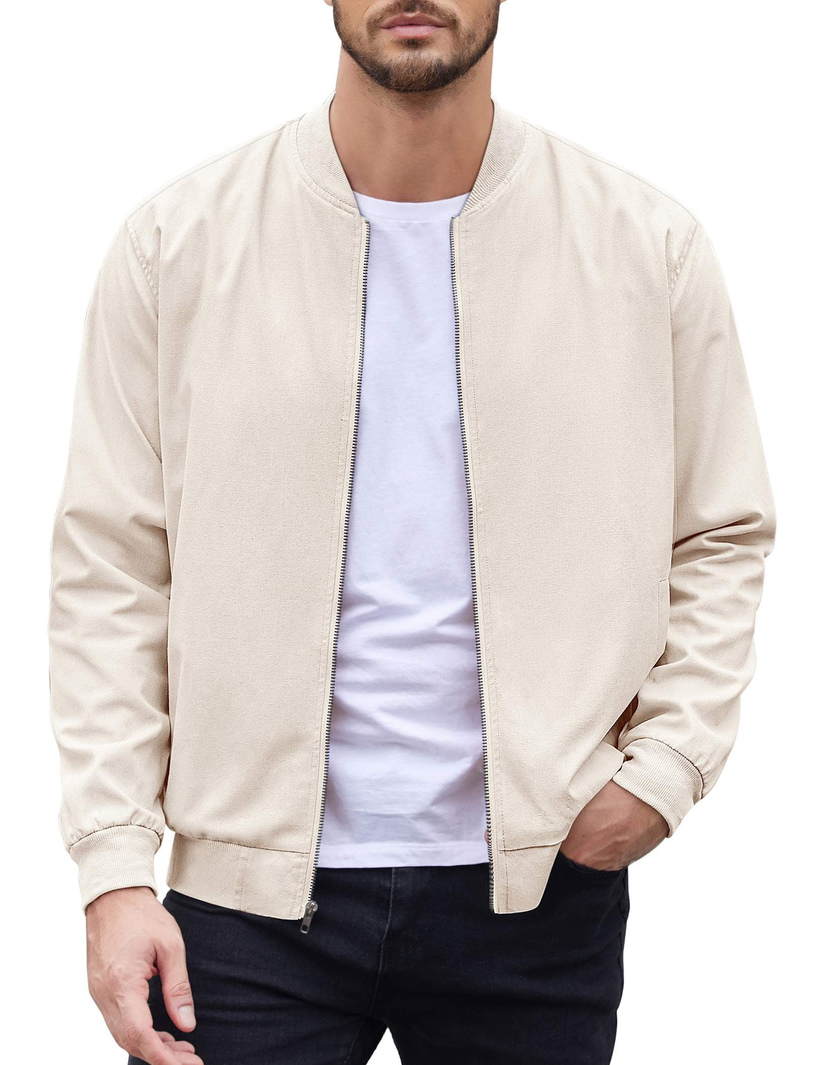 COOFANDY Men's Cotton Bomber Jacket Lightweight Flight Jackets Casual ...