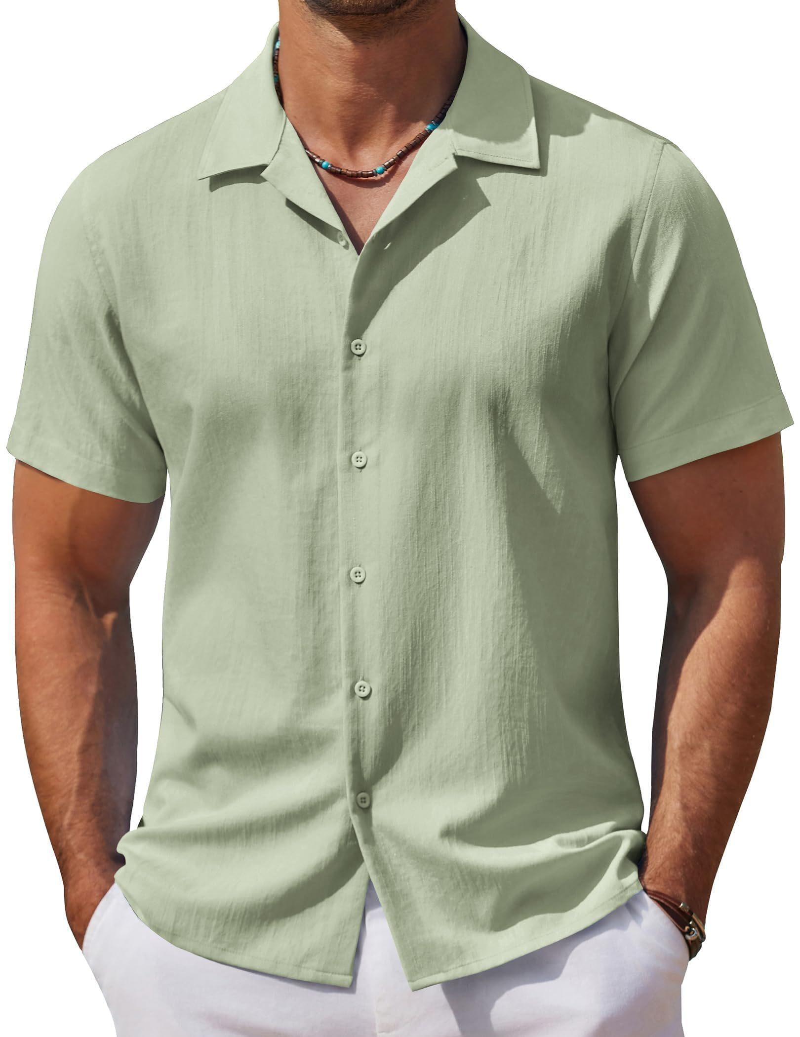 COOFANDY Mens Summer Button Up Shirts Shirt Casual Short Sleeve ...