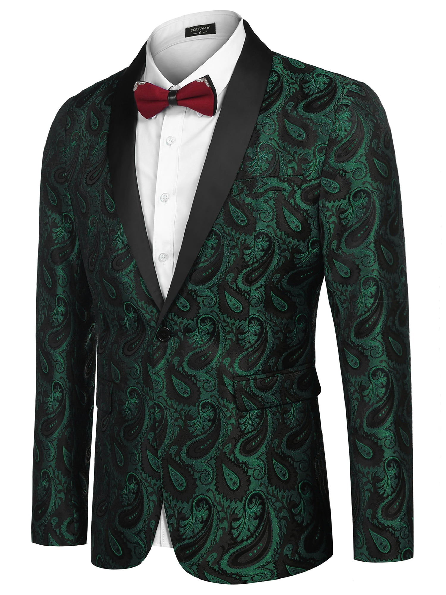 COOFANDY Men's Floral Paisley Shawl Lapel Blazer Lined Dinner Dance ...