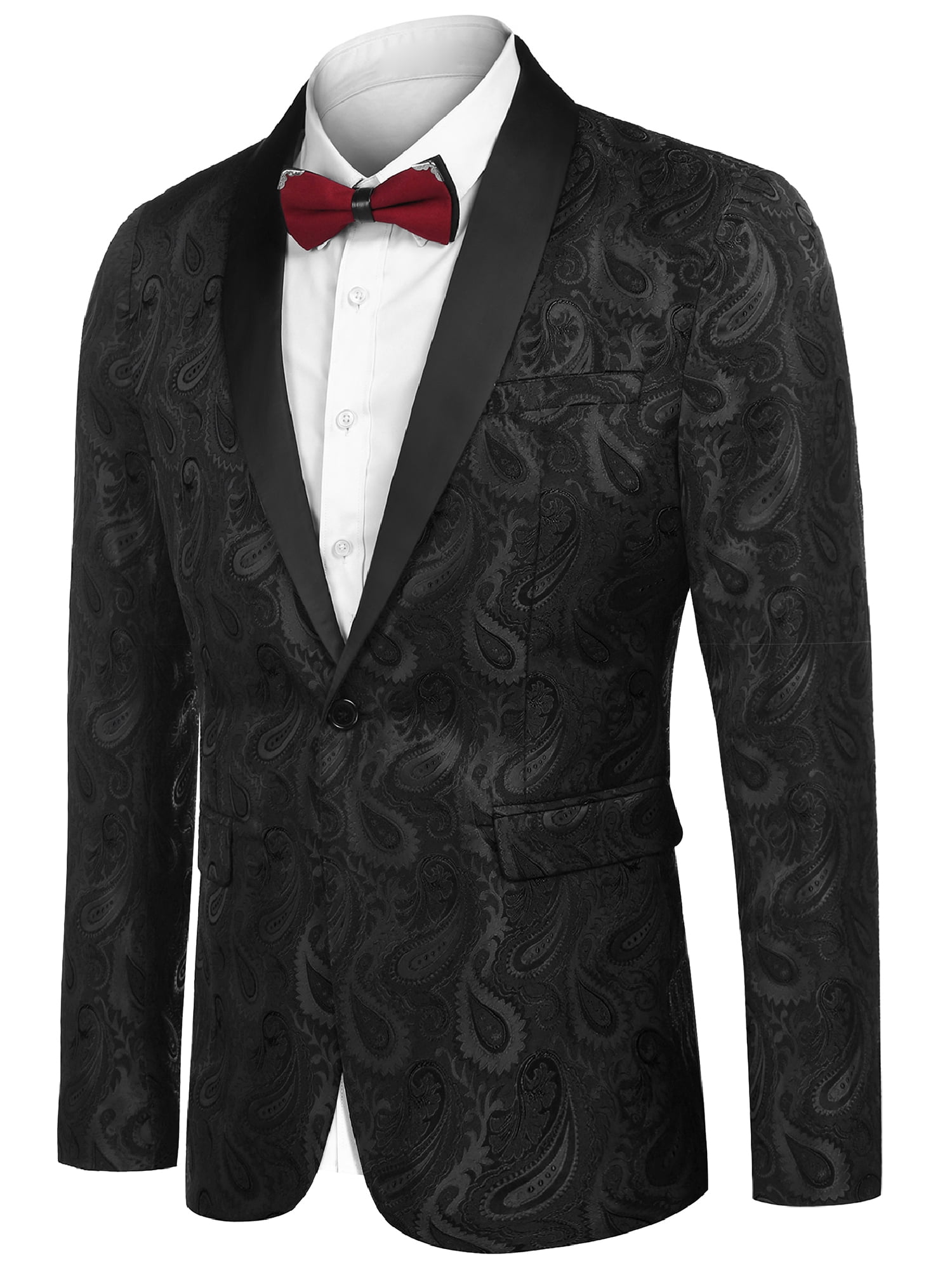 COOFANDY Men's Floral Paisley Shawl Lapel Blazer Lined Dinner Dance ...