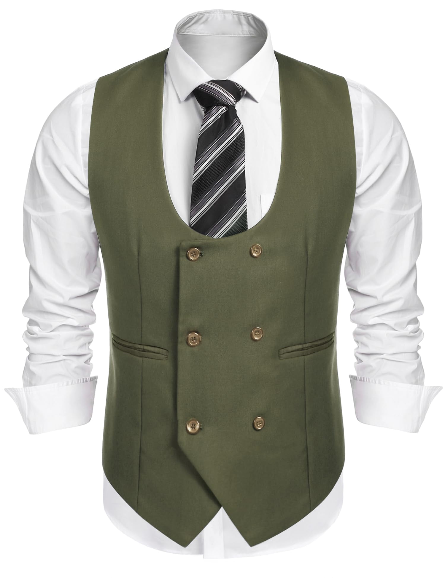 COOFANDY Men's Formal Suit Vest Slim Fit Dress Vest Double Breasted ...