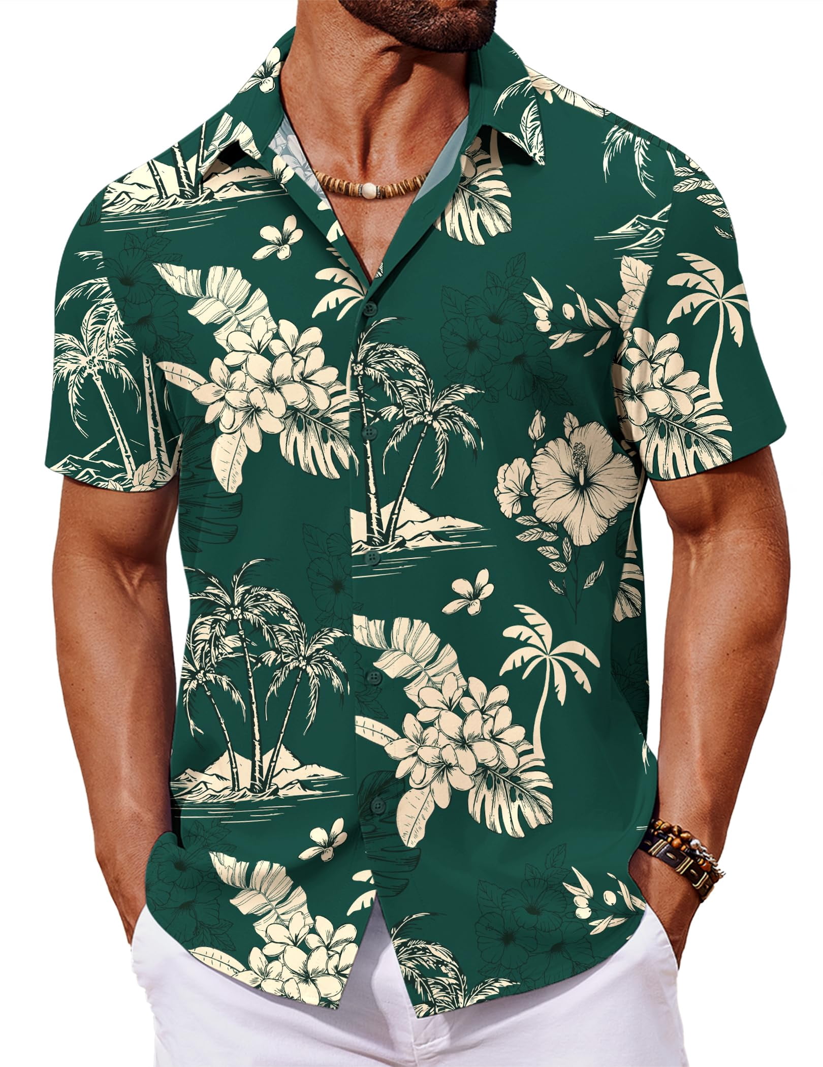 COOFANDY Men's Hawaiian Shirt Short Sleeve Tropical Shirts for Men ...