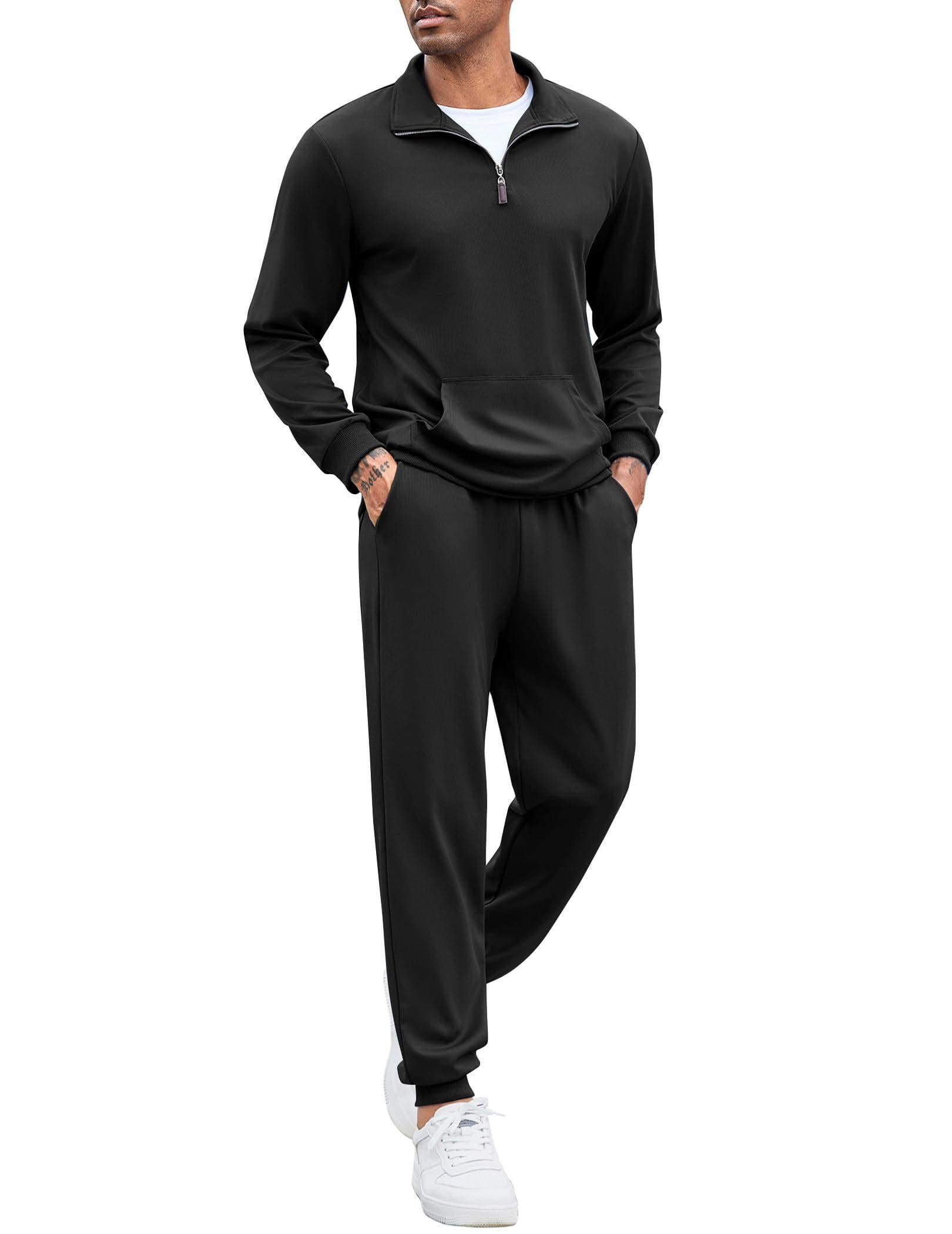 COOFANDY Men's Jogging Suits 2 Piece Set Quarter Zip Up Pullover ...