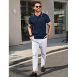 COOFANDY Men's Knit Polo Shirts Short Sleeve Quarter Button Collared ...
