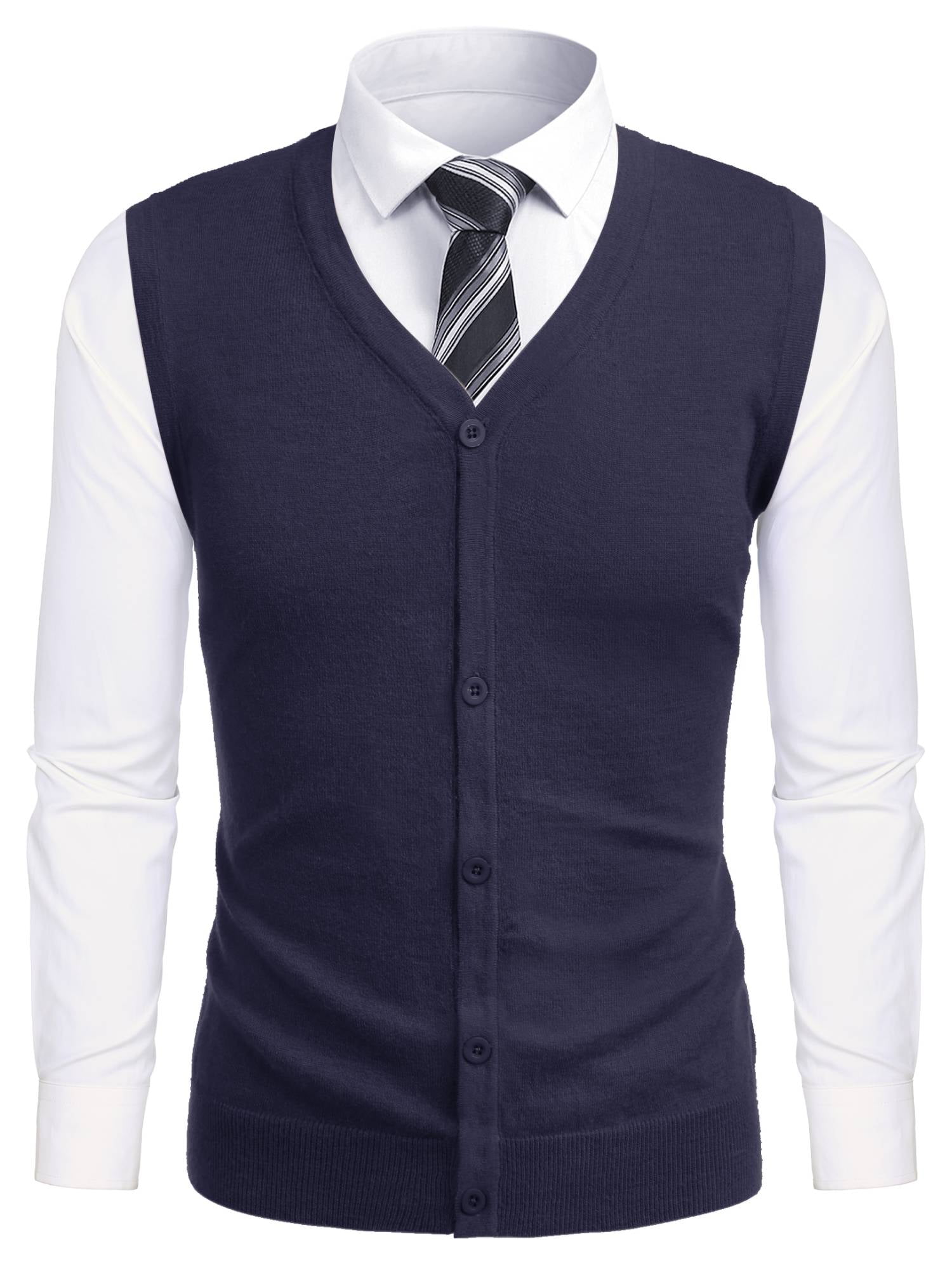 COOFANDY Men's Knitted Cardigan Vest Casual V neck Sleevelss Button ...