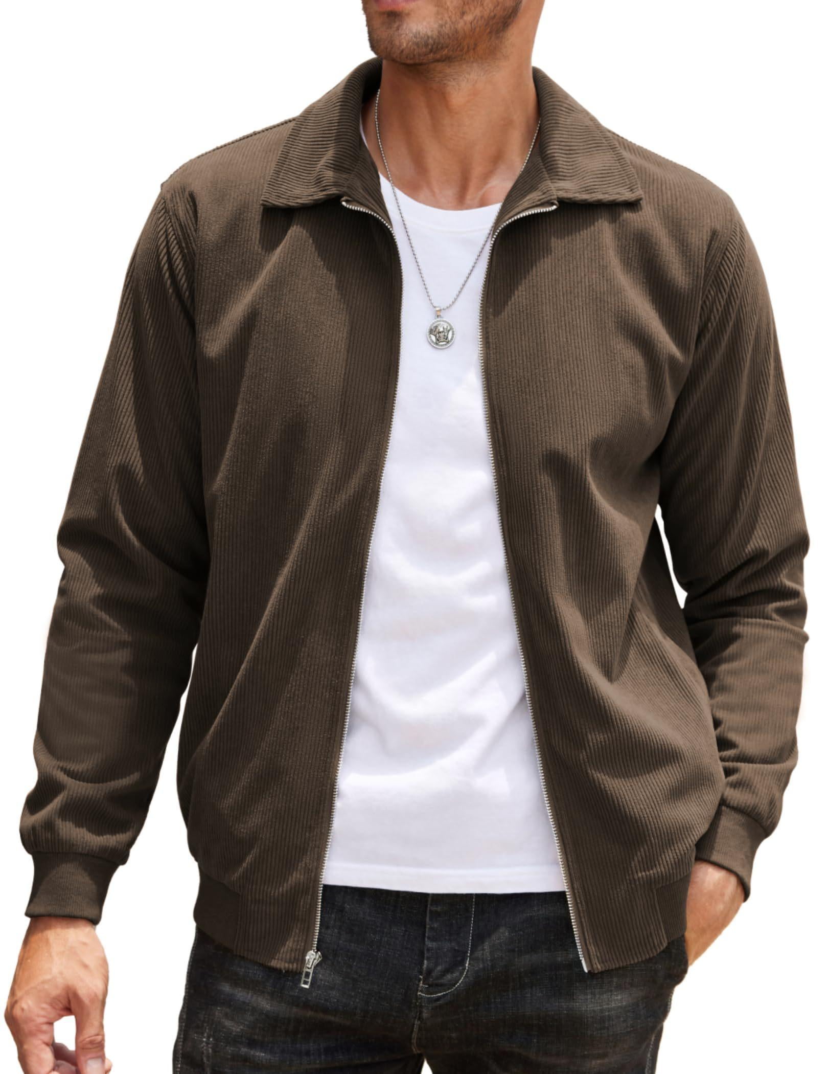 COOFANDY Men Casual Vintage Jacket Corduroy Zip Up Jacket Light Fall ...