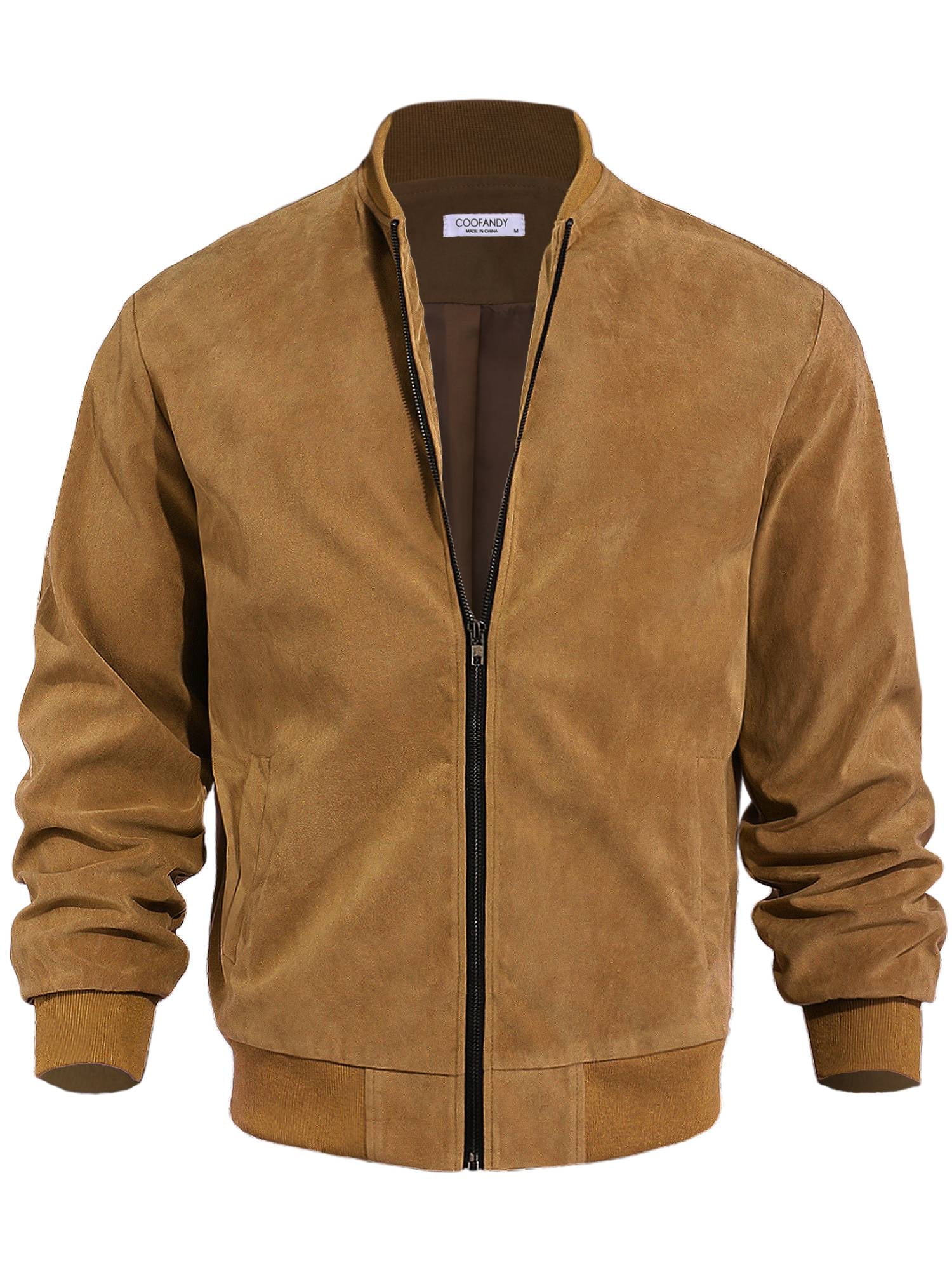Coshow Men's Lightweight Jacket Sport Bomber Jacket Casual Suede ...