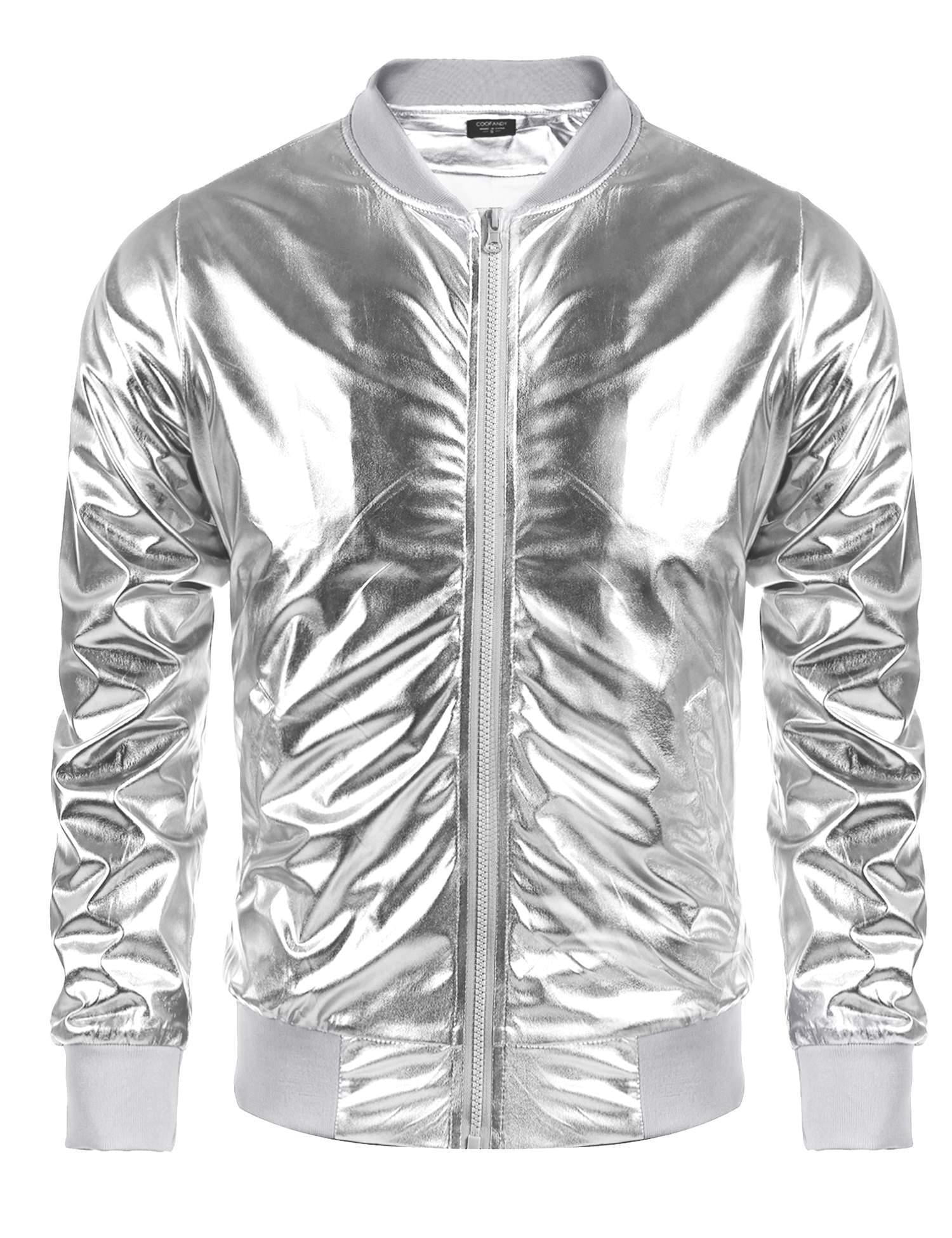 COOFANDY Men's Metallic Jacket 70s 80s 90s Disco Dance Party Costume ...