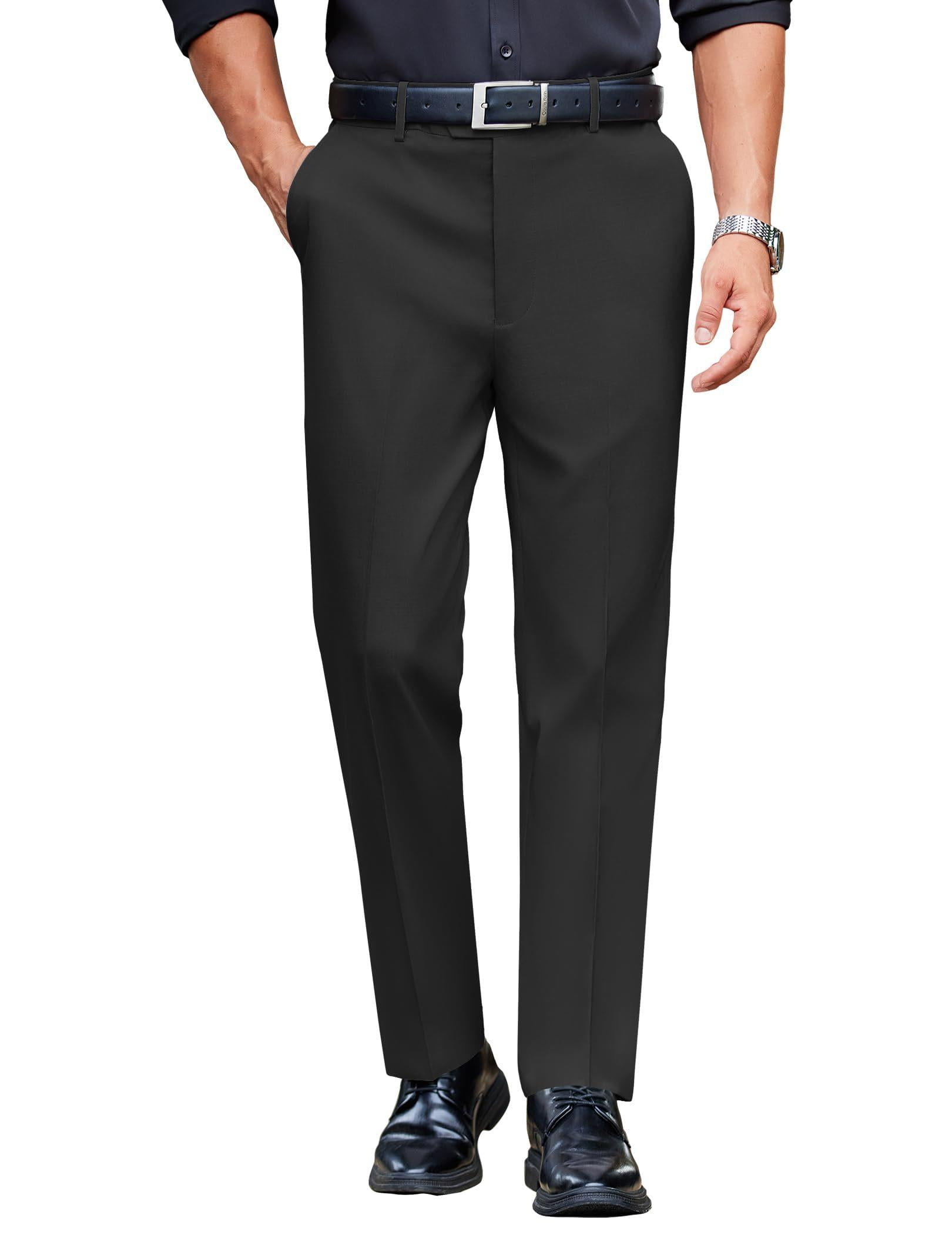 COOFANDY Mens Classic Casual Dress Pants Expandable Waist Suit Pant ...