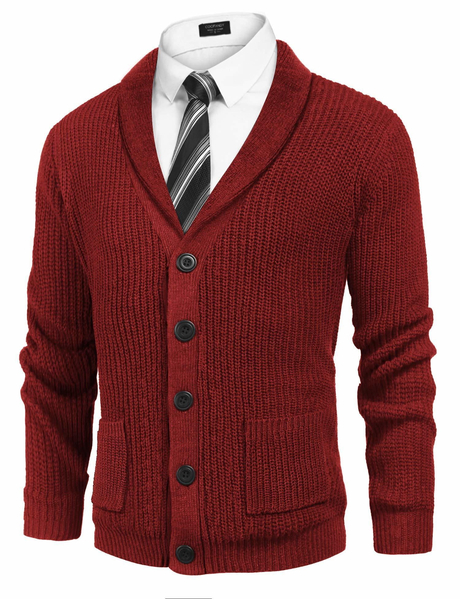 Coofandy Mens Cable Knit Cardigan, V-Neck, Slim Fit, With Pockets ...