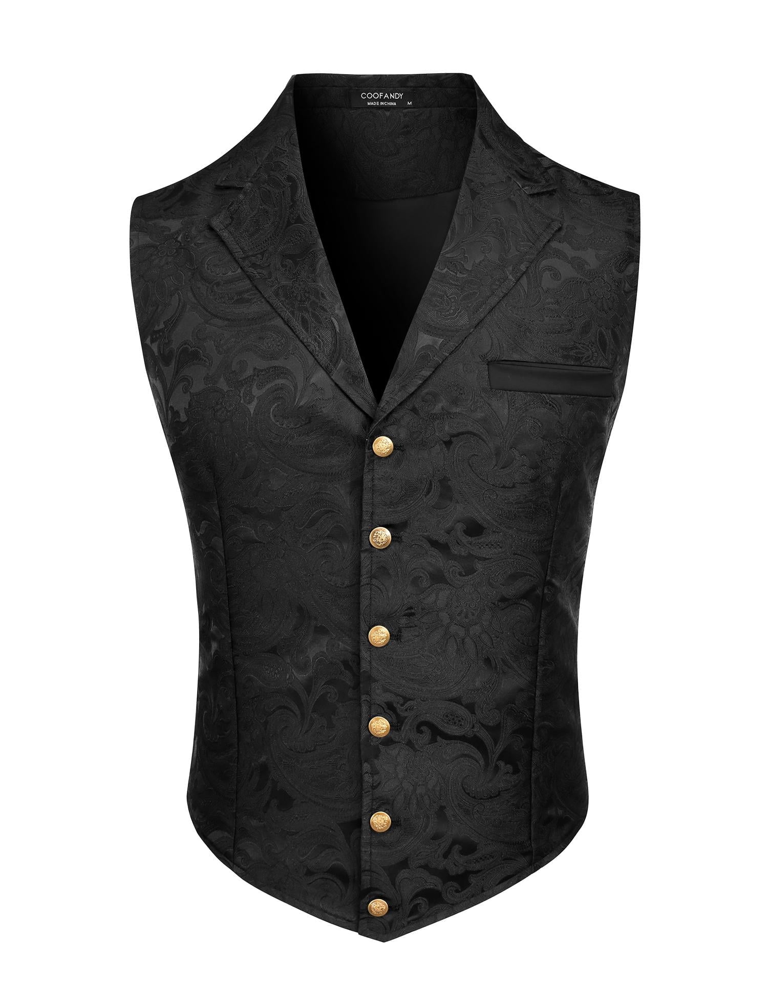 COOFANDY Men's Suit Vest Paisley Jacquard Victorian Vest Formal ...