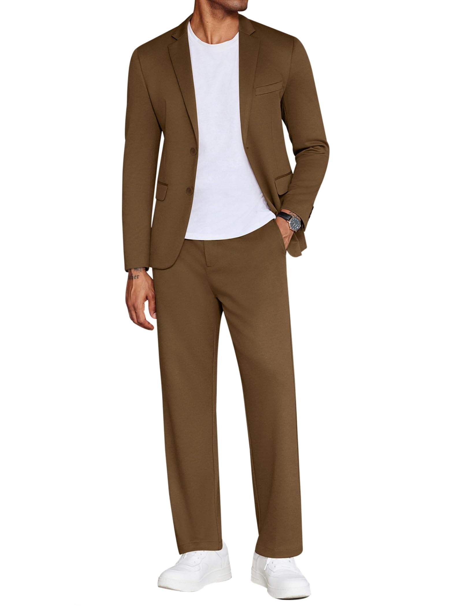 COOFANDY Men's Suits 2 Piece Slim Fit Suit Set 2 Button Lightweight ...
