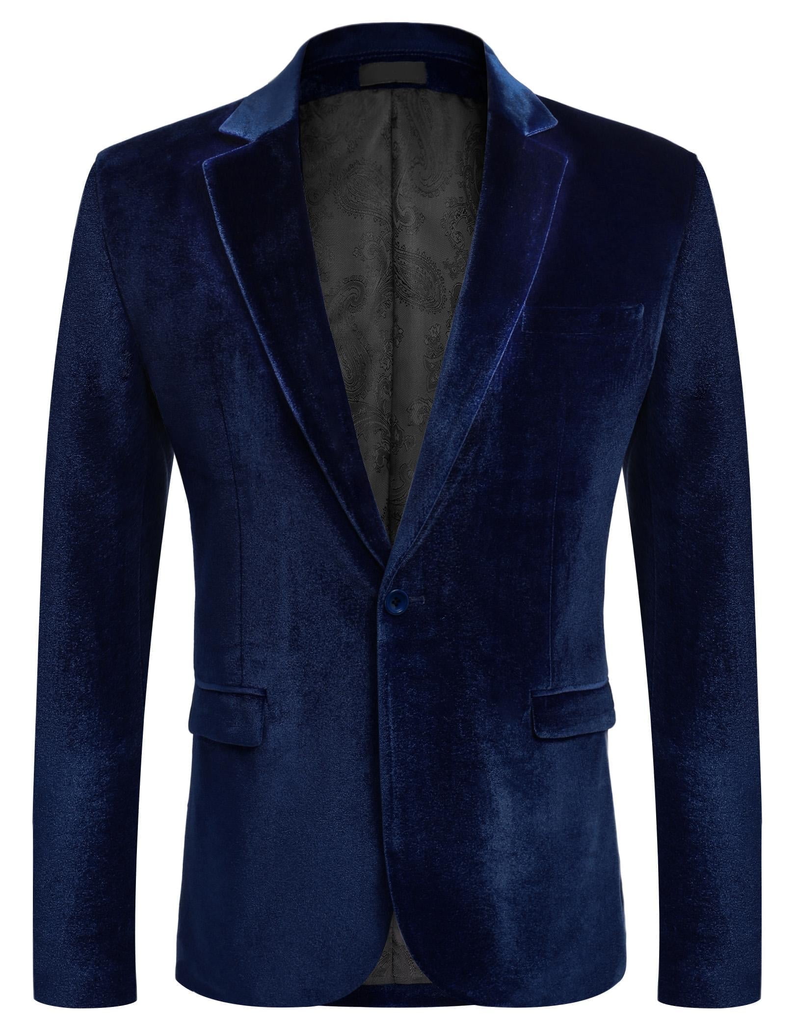 COOFANDY Men's Velvet Tuxedo Jacket - One Button Notched Lapel Velour ...