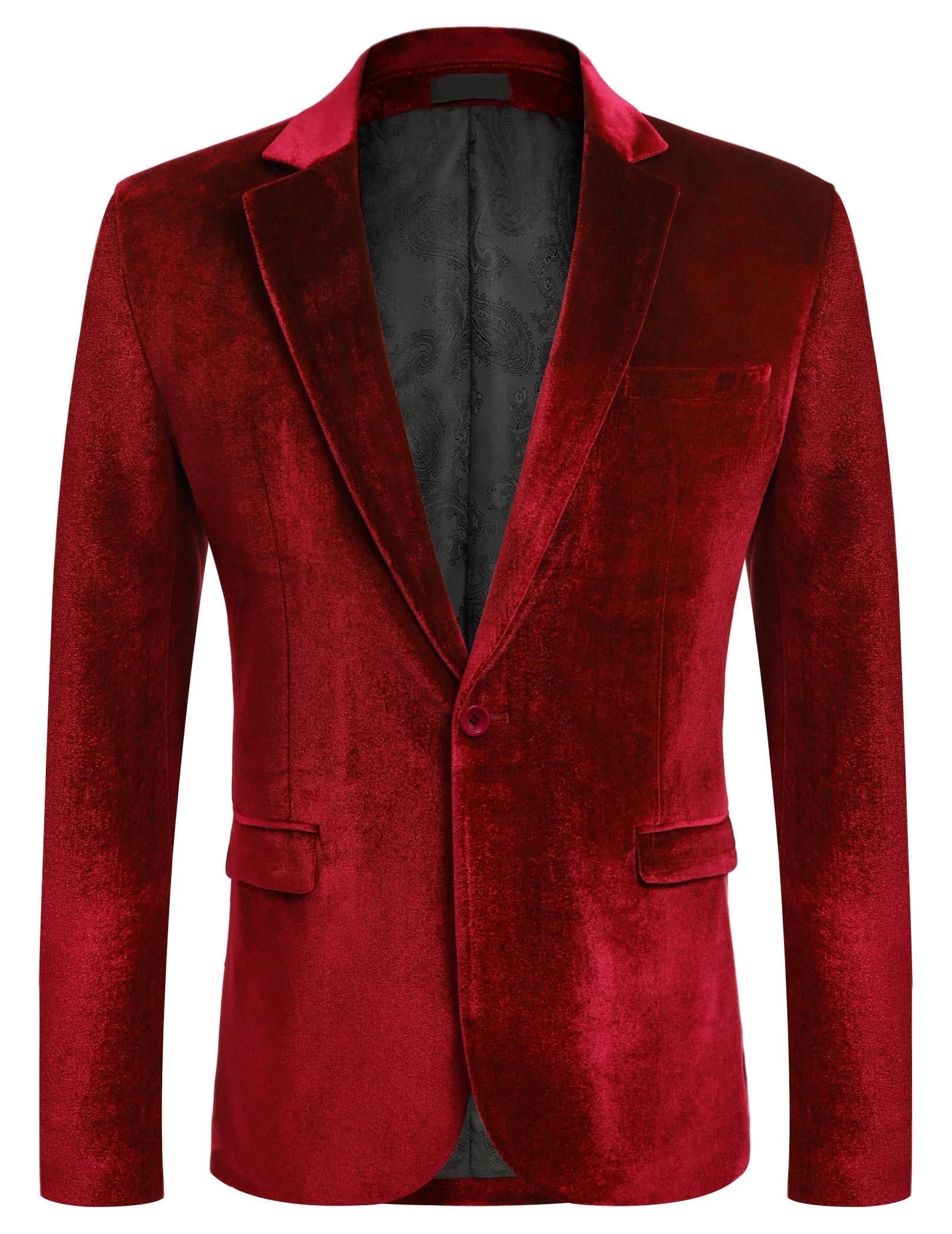 Coofandy, Men's Velvet Tuxedo Jacket, Notched Lapel, 1 Button - Walmart.com