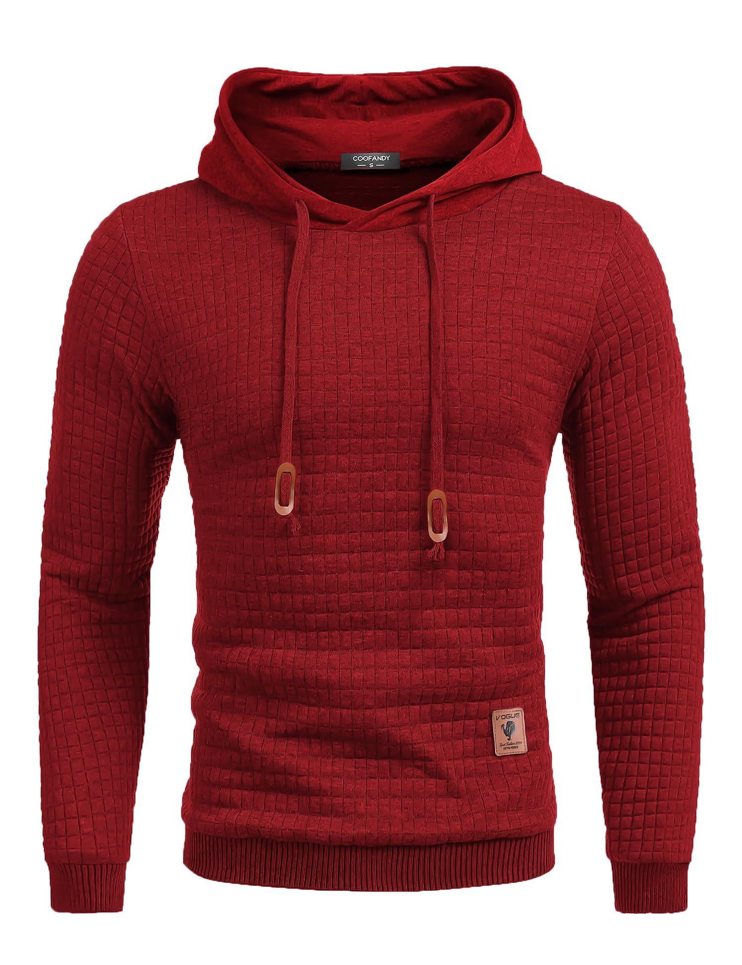 COOFANDY Men's Waffle Knit Hoodie Pullover Hipster Hip Hop Long Sleeve ...