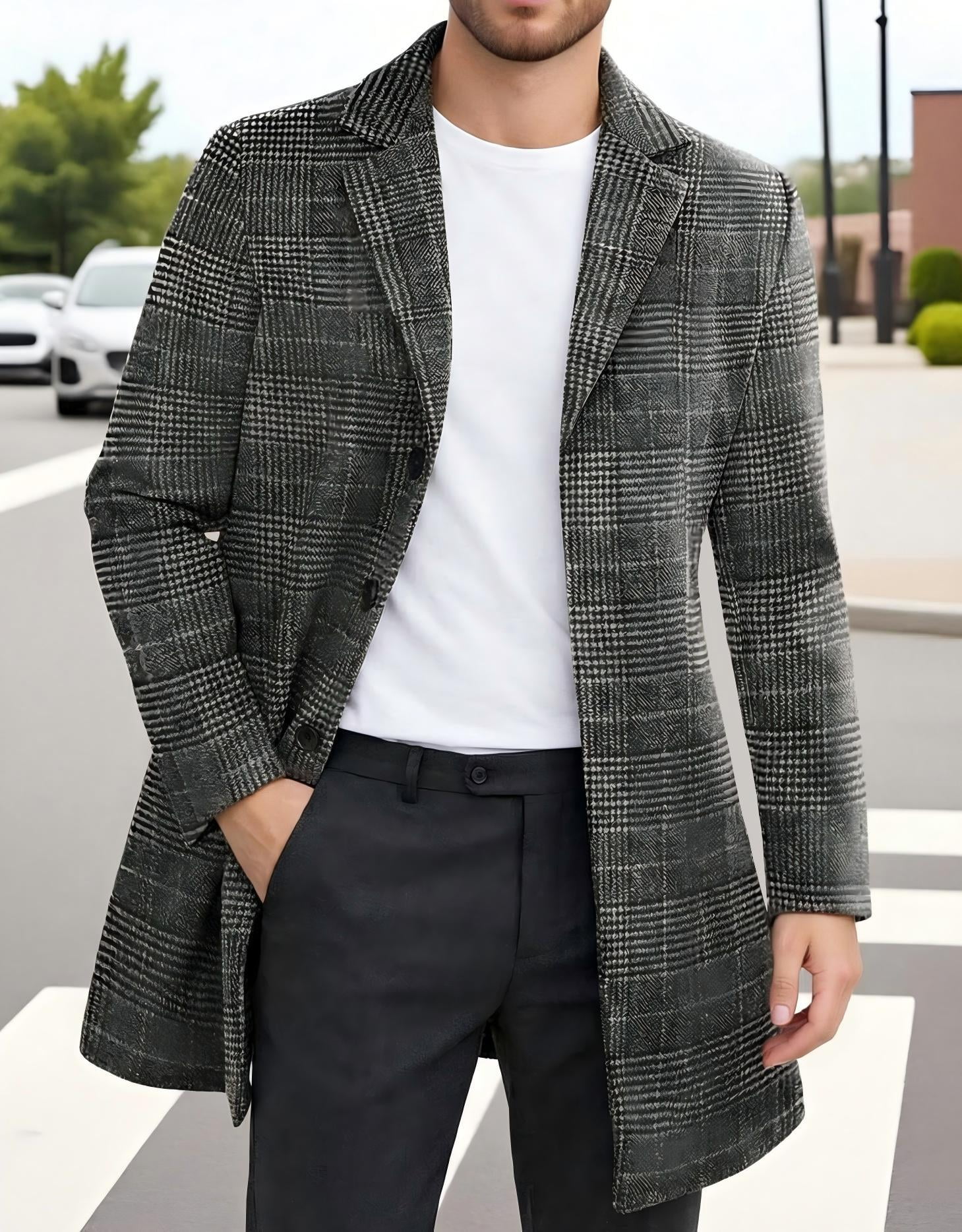 COOFANDY Men's Wool Blend Peacoat - Winter Trench Style, Notched Lapel ...