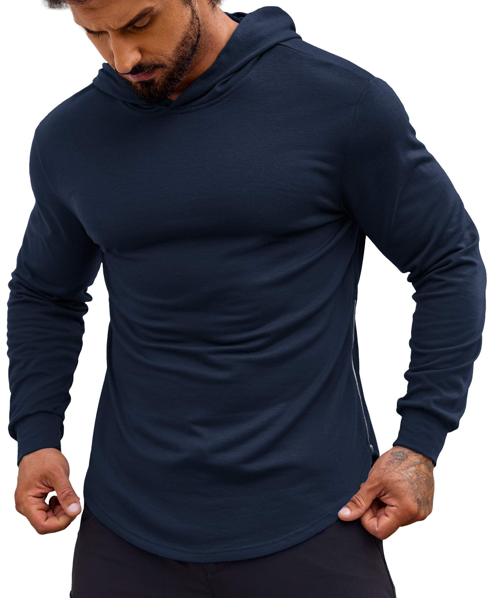 COOFANDY Men's Workout Sweatshirts Long Sleeve Muscle Fit Athletic Gym ...