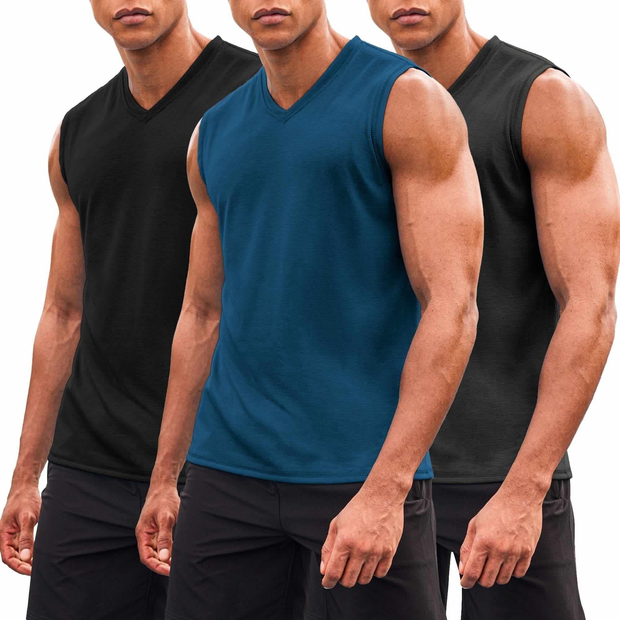 COOFANDY Mens Gym Workout Tank Tops Sleeveless V Neck T Shirts 3 Pack ...