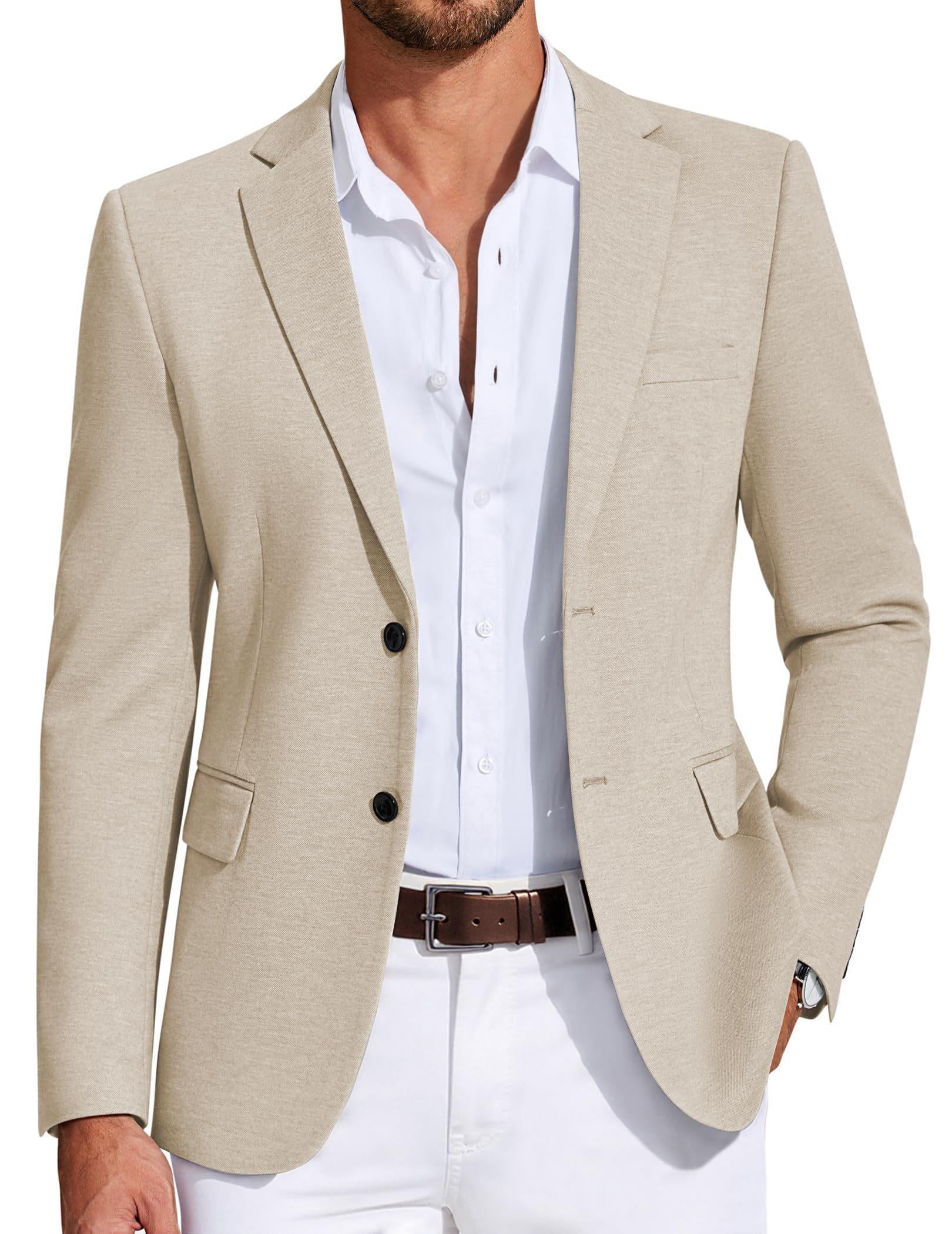 COOFANDY Mens Casual Blazer Knit Sport Coat Lightweight Two Button Suit ...