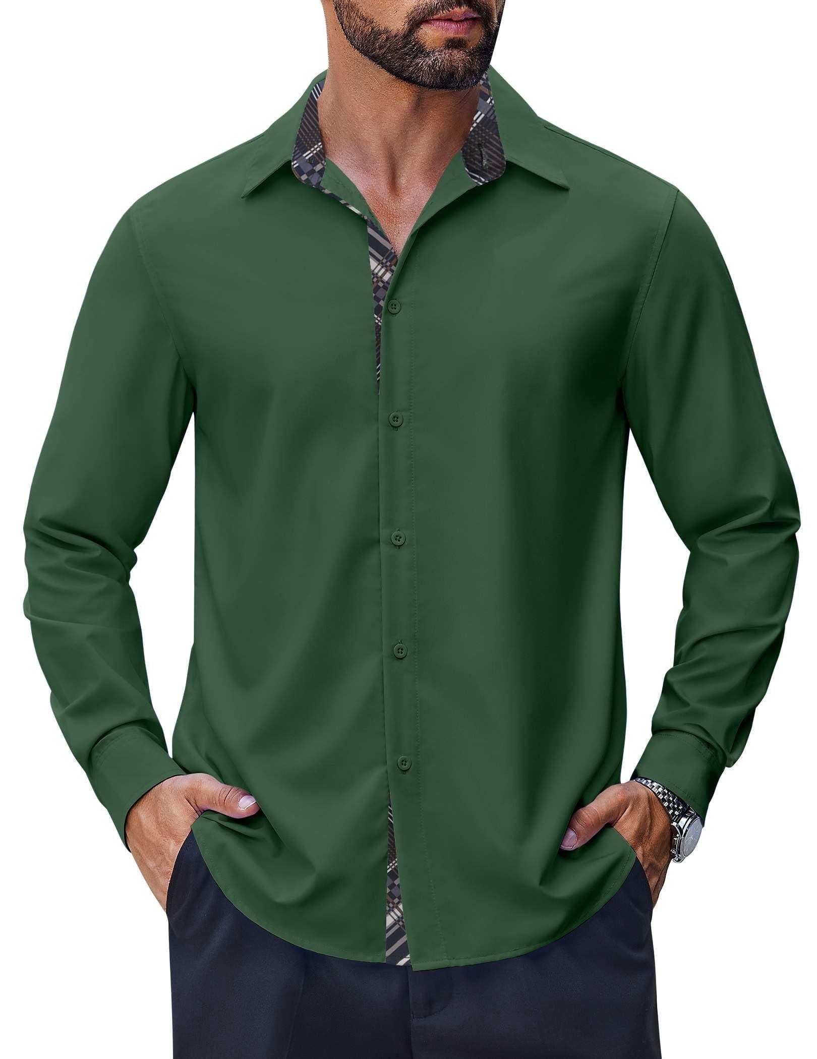 COOFANDY Men's Long Sleeve Wrinkle Free Dress Shirts Stretch No Tuck ...