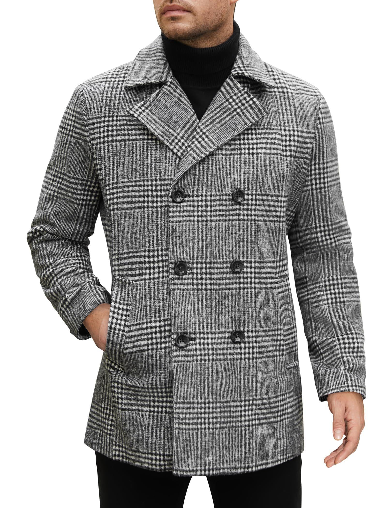 COOFANDY Mens Coat Double Breasted Short Trench Coat, Business Casual ...
