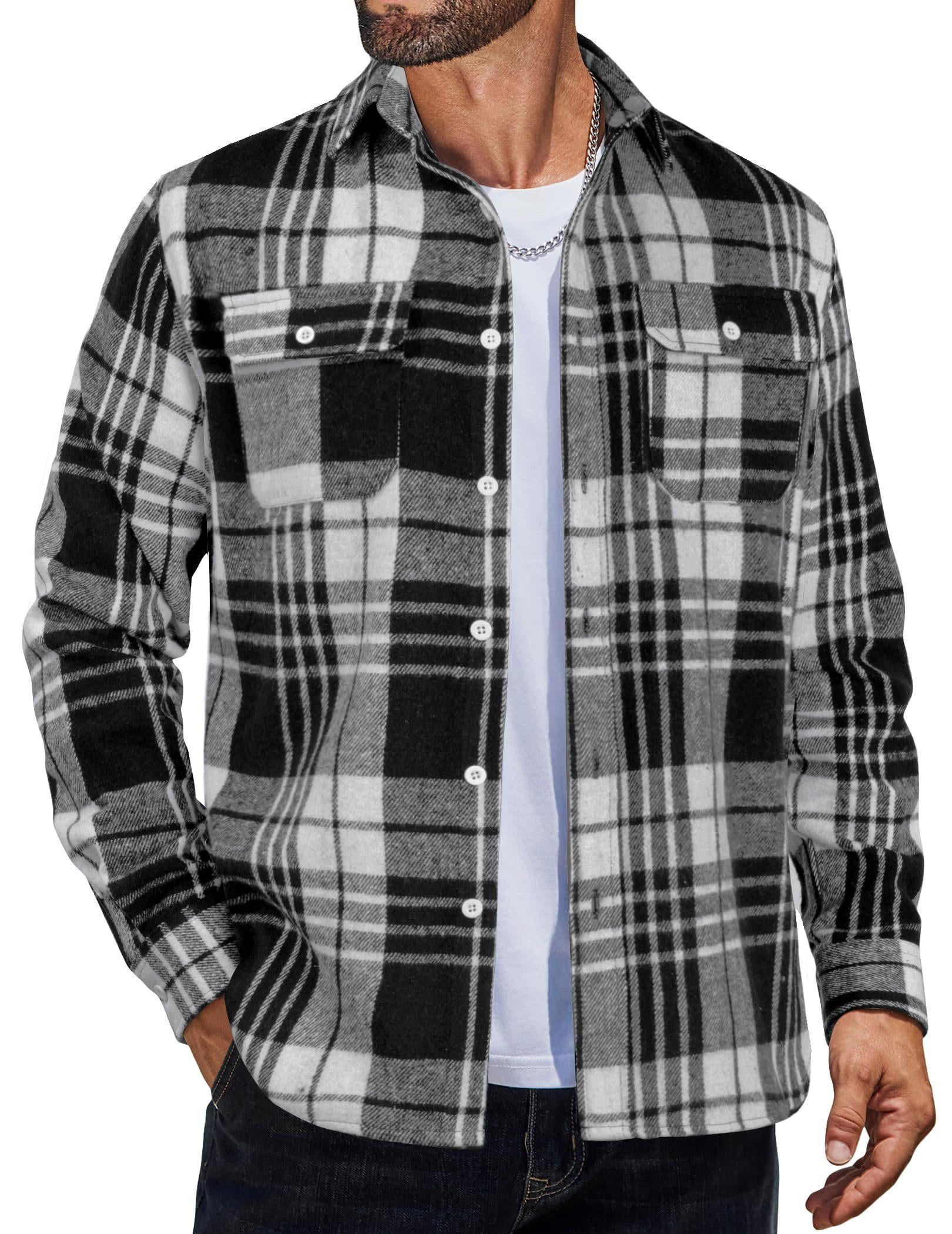 COOFANDY Flannel Shirt for Men Casual Button Down Shirts Long Sleeve ...