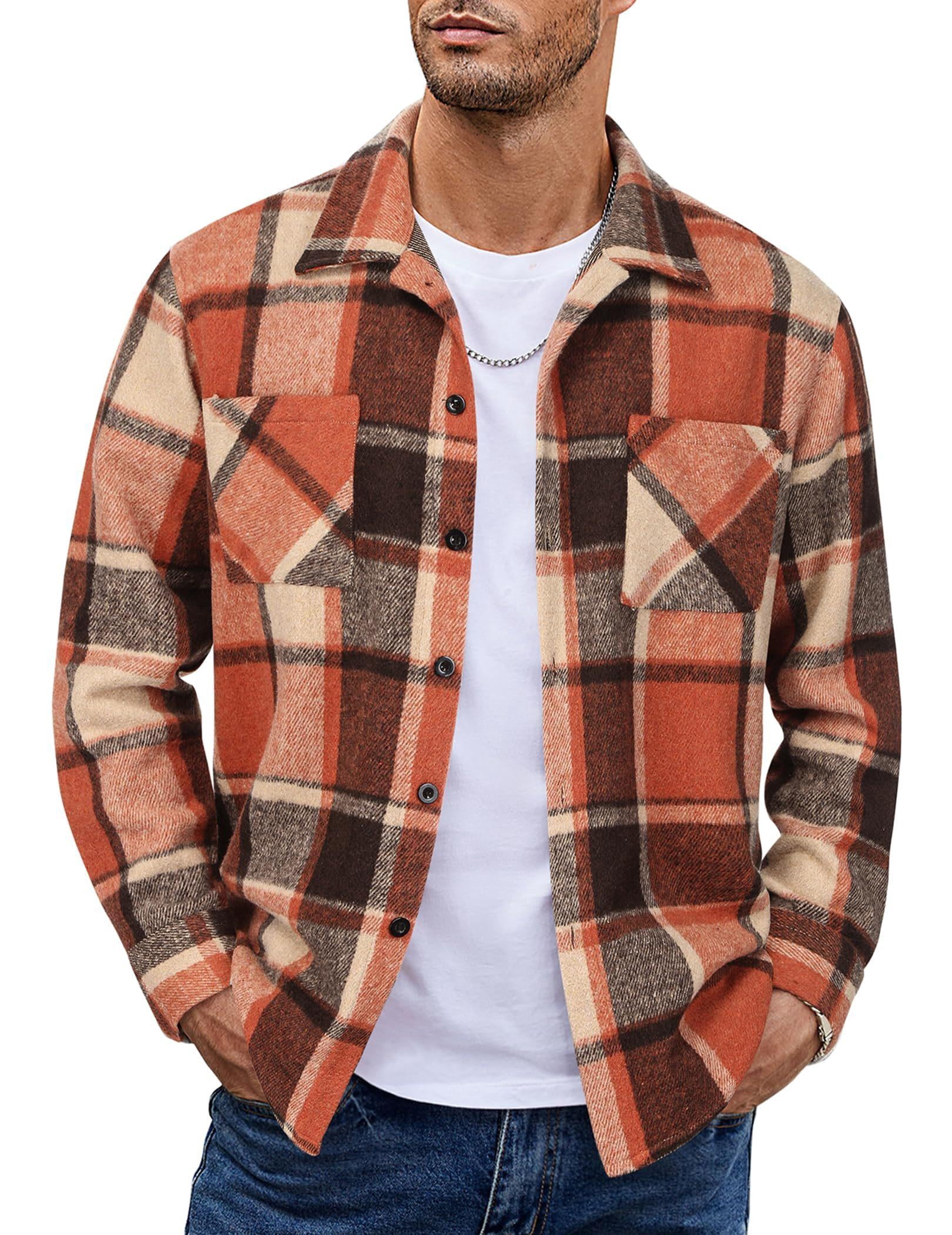 COOFANDY Mens Flannels Long Sleeve Flannel Shirt Casual Jackets for Men ...