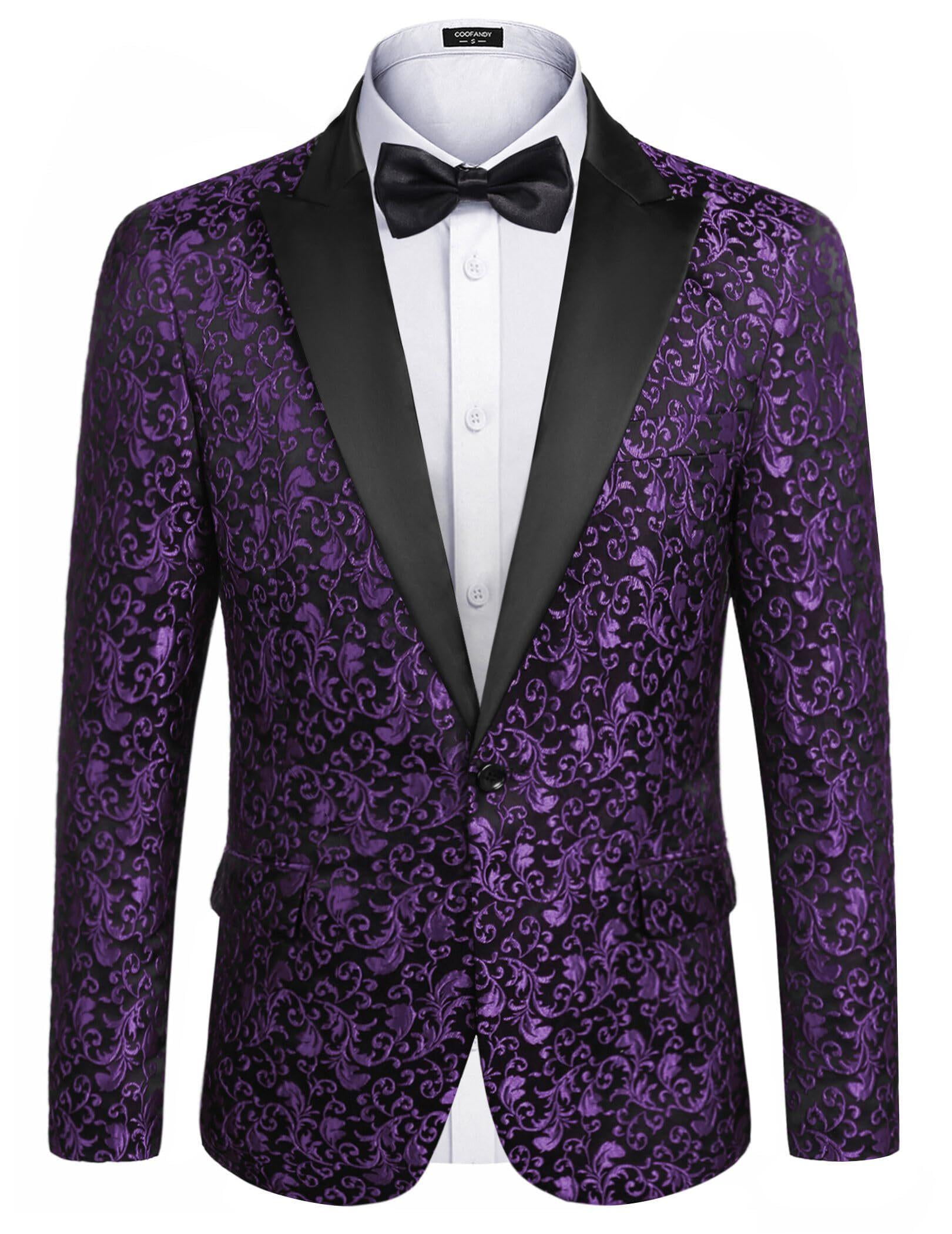 COOFANDY Men's Floral Party Dress Suit Stylish Dinner Jacket Wedding ...