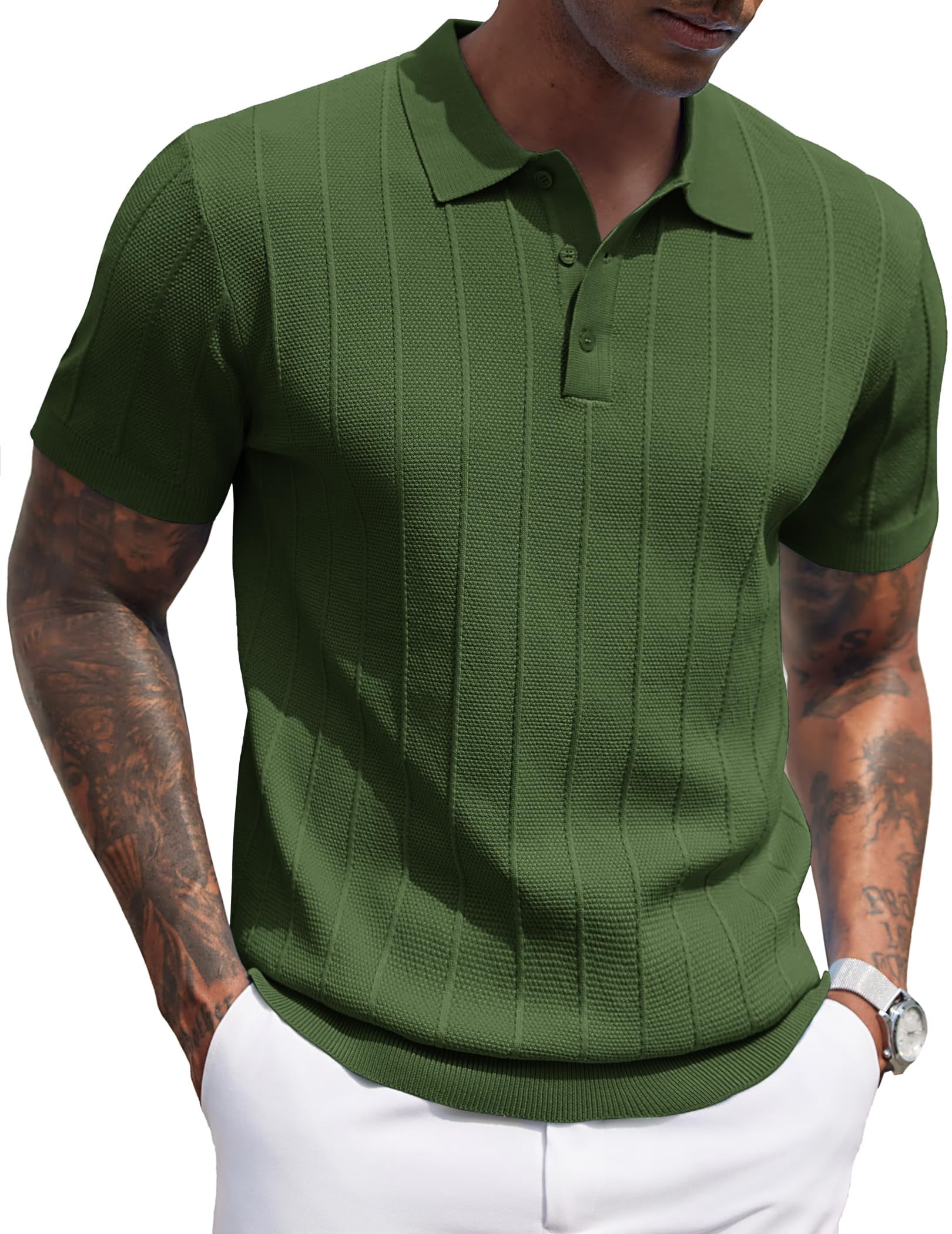 COOFANDY Mens Golf Shirts Short Sleeve Classic Fit Knit Polo Shirts ...