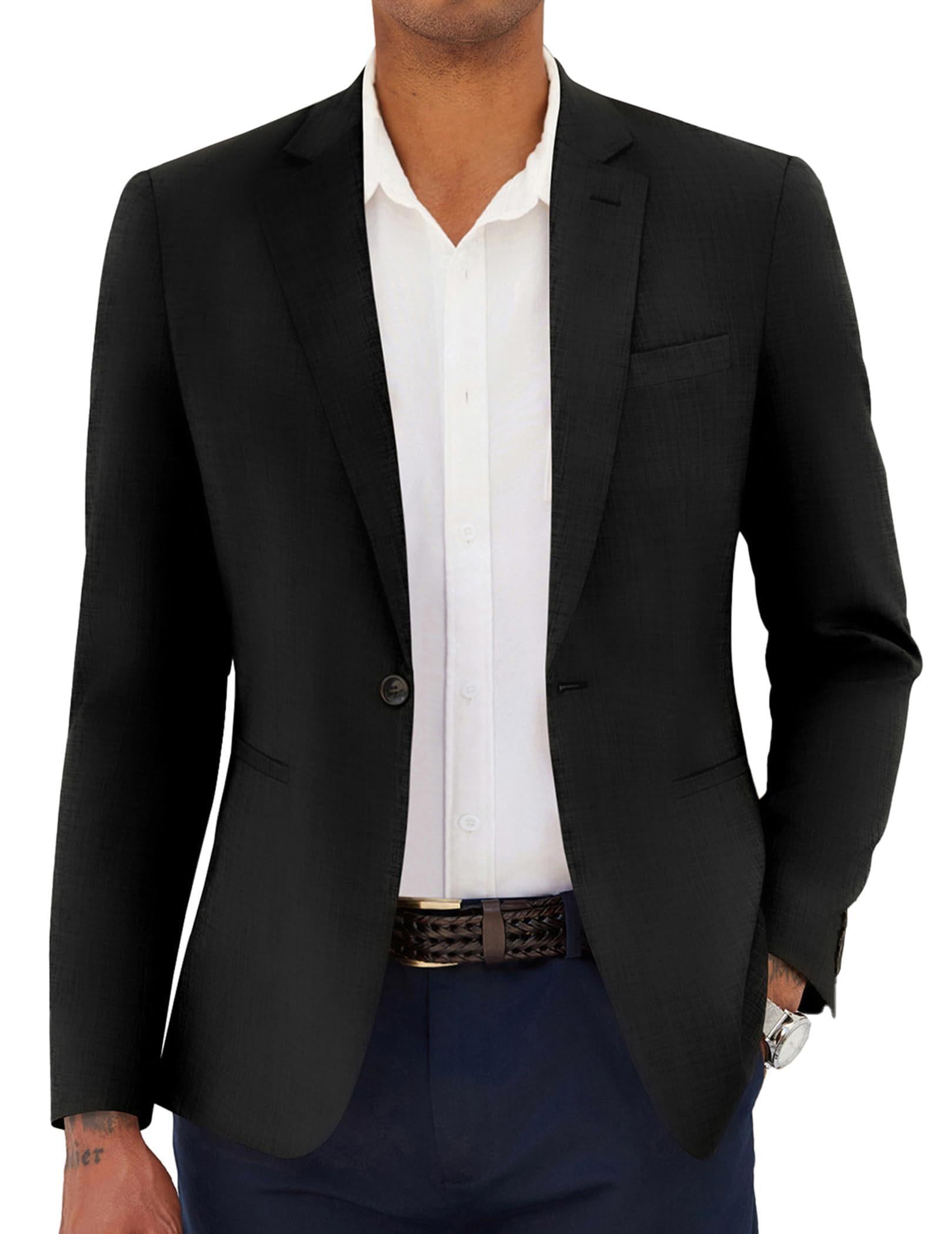 COOFANDY Mens Linen Blazer Casual Sports Coat One Button Slim Fit ...