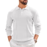 COOFANDY Mens Polo Shirt Fashion Quarter Button Sweaters Slim Fit Long ...