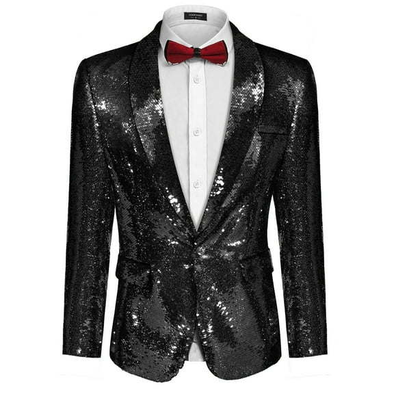 FNFYFH Big and Tall Sequins Blazer for Men Sparkle Suit Disco Prom ...