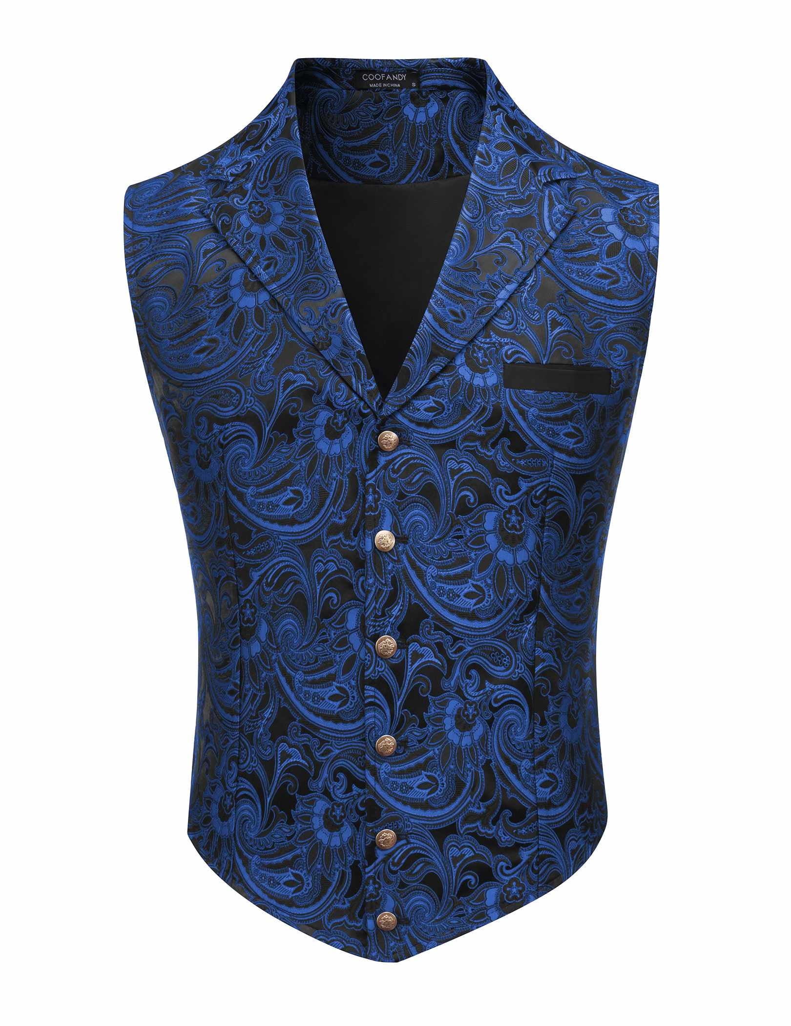 COOFANDY Mens Suit Vest Paisley Floral Victorian Vests Gothic Steampunk ...