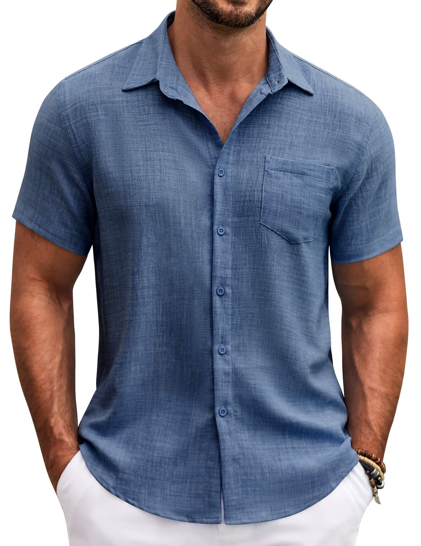 COOFANDY Mens Button Down Short Sleeve Shirt Casual Shirts Summer Beach ...