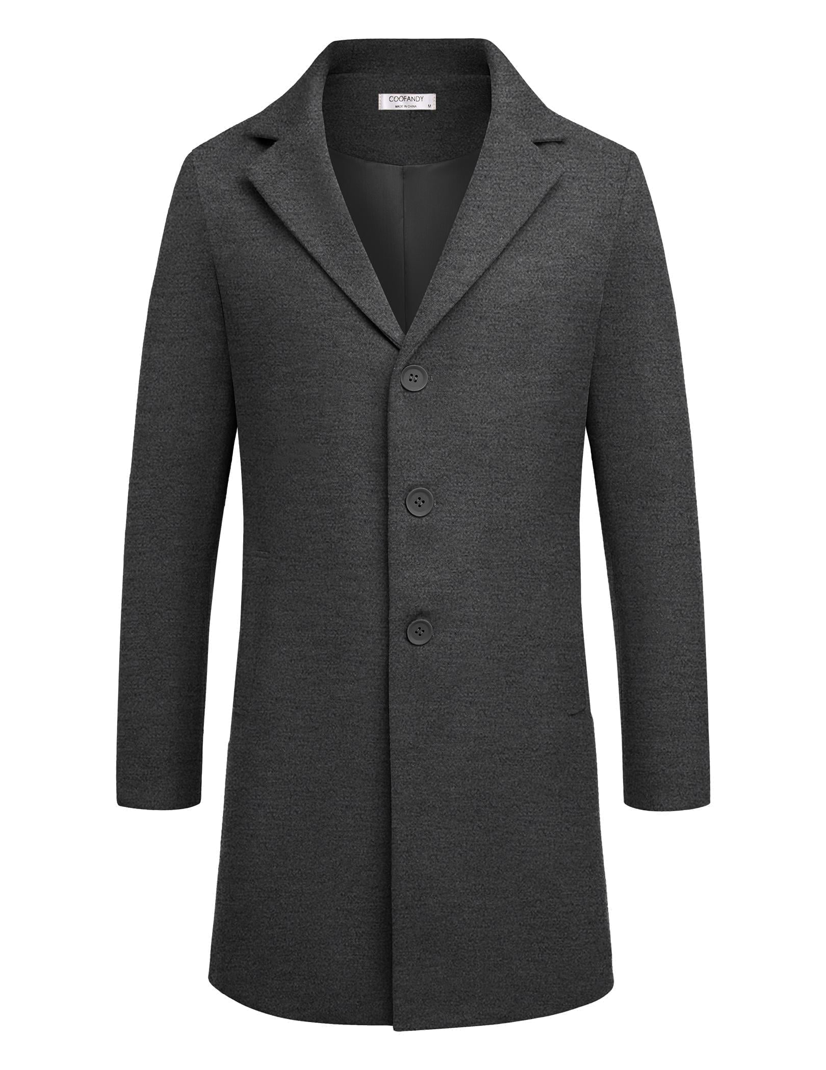 Coofandy, Men's Wool Peacoat, Notched Lapel, Slim Fit Winter Trench ...