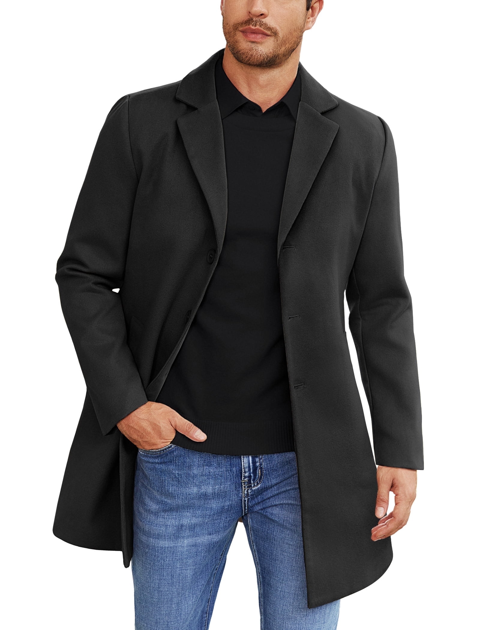 COOFANDY Men's Classic Wool Blend Peacoat - Winter Trench Style ...
