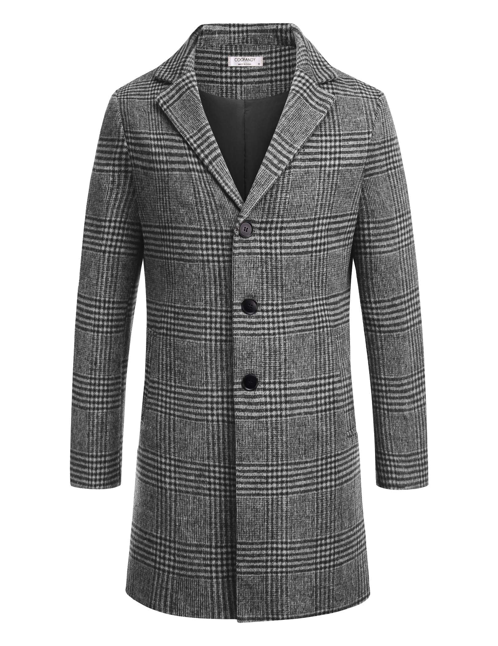 COOFANDY Men's Classic Wool Blend Peacoat - Winter Trench Style ...